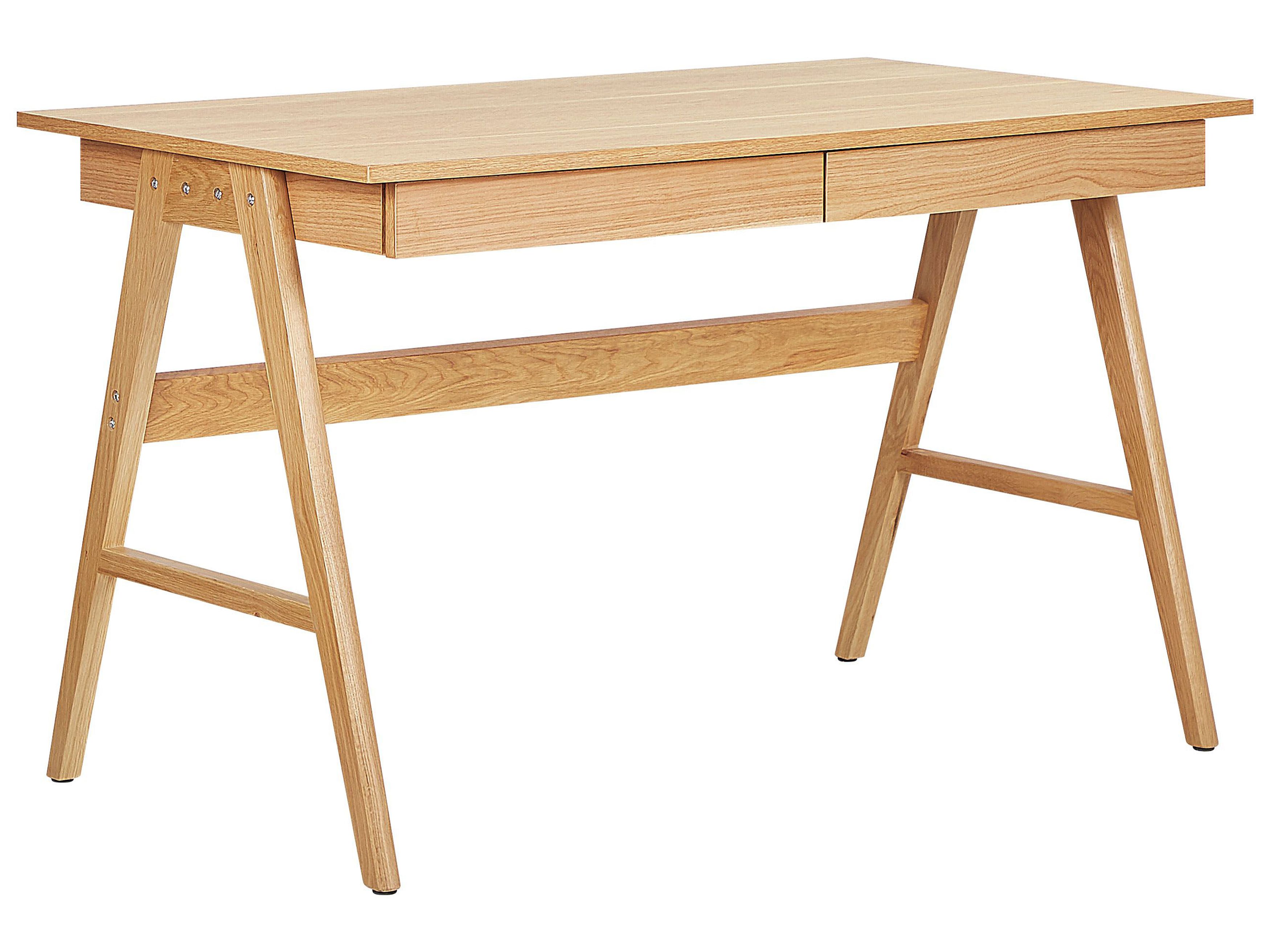2 Drawer Home Office Desk 120 x 70 cm Light Wood SHESLAY | Beliani.co.uk