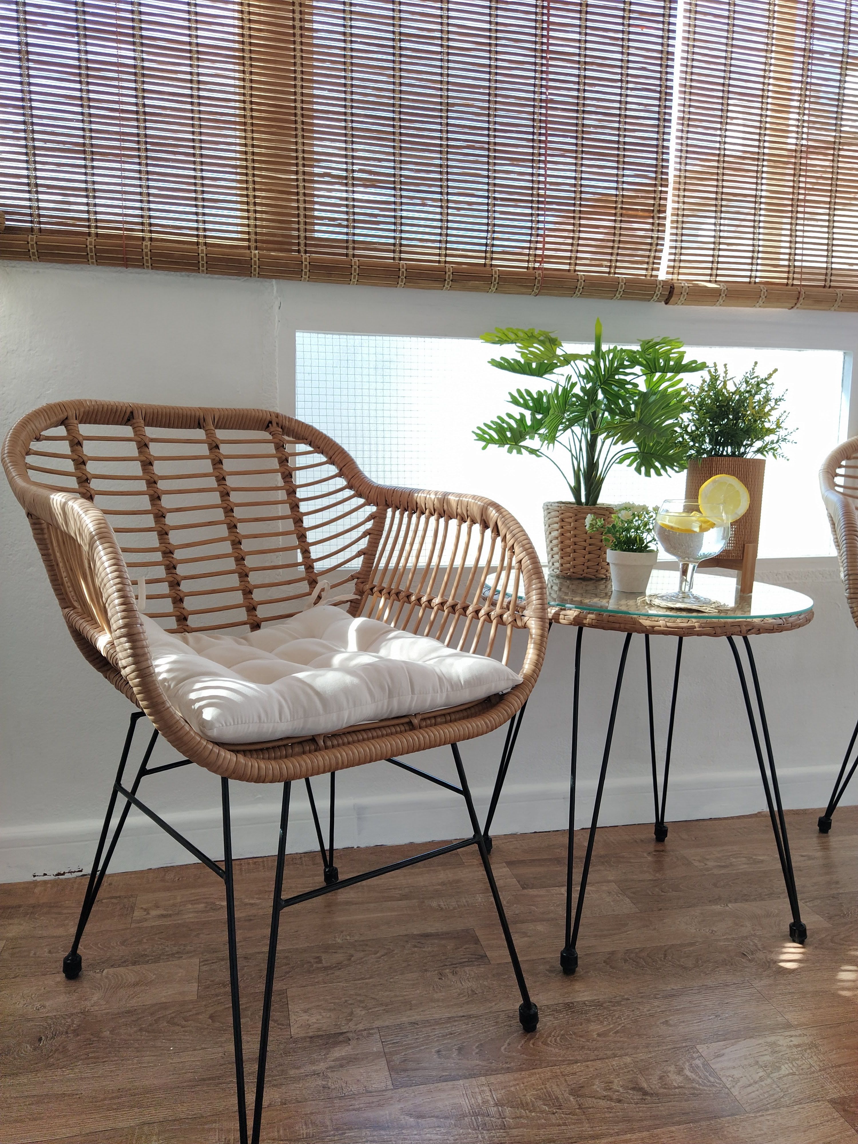 Set bistro da balcone in rattan color naturale TROPEA II | Beliani.it