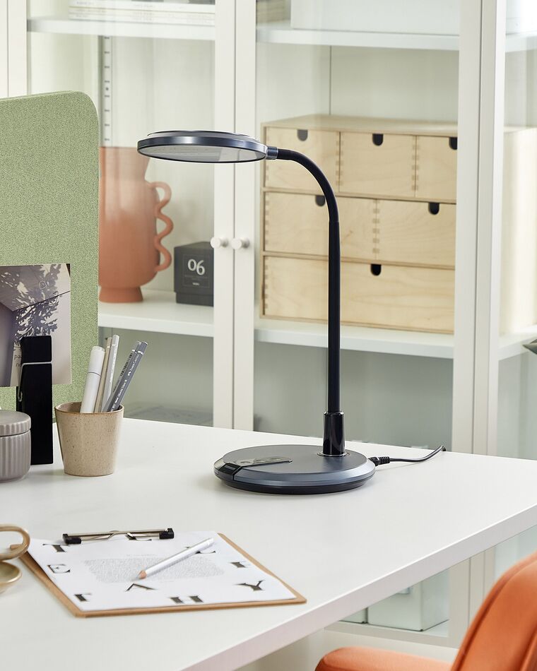 LED Desk Lamp Silver and Black COLUMBA | Beliani.co.uk