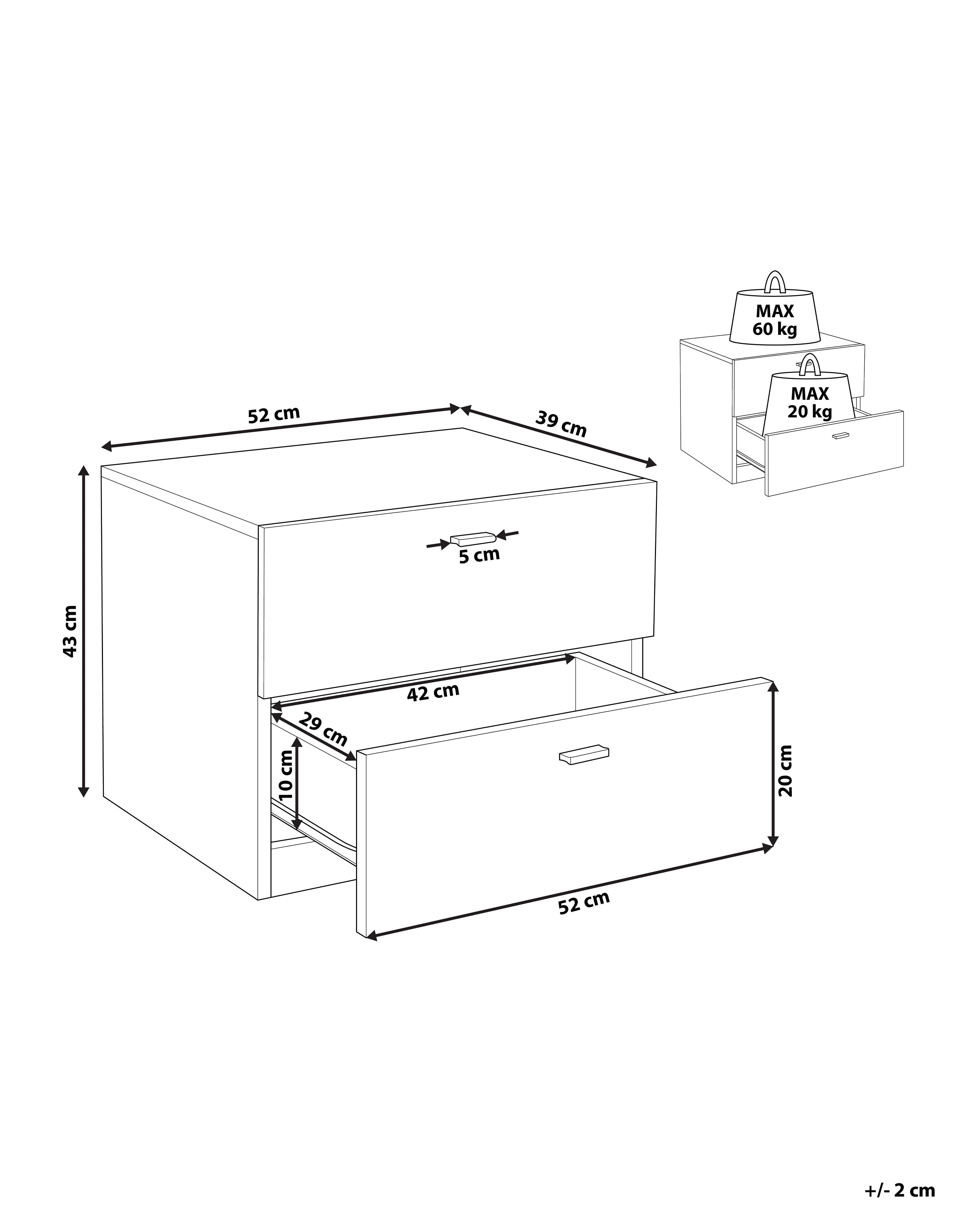 2 Drawer Bedside Table White with Light Wood EDISON | Beliani.co.uk