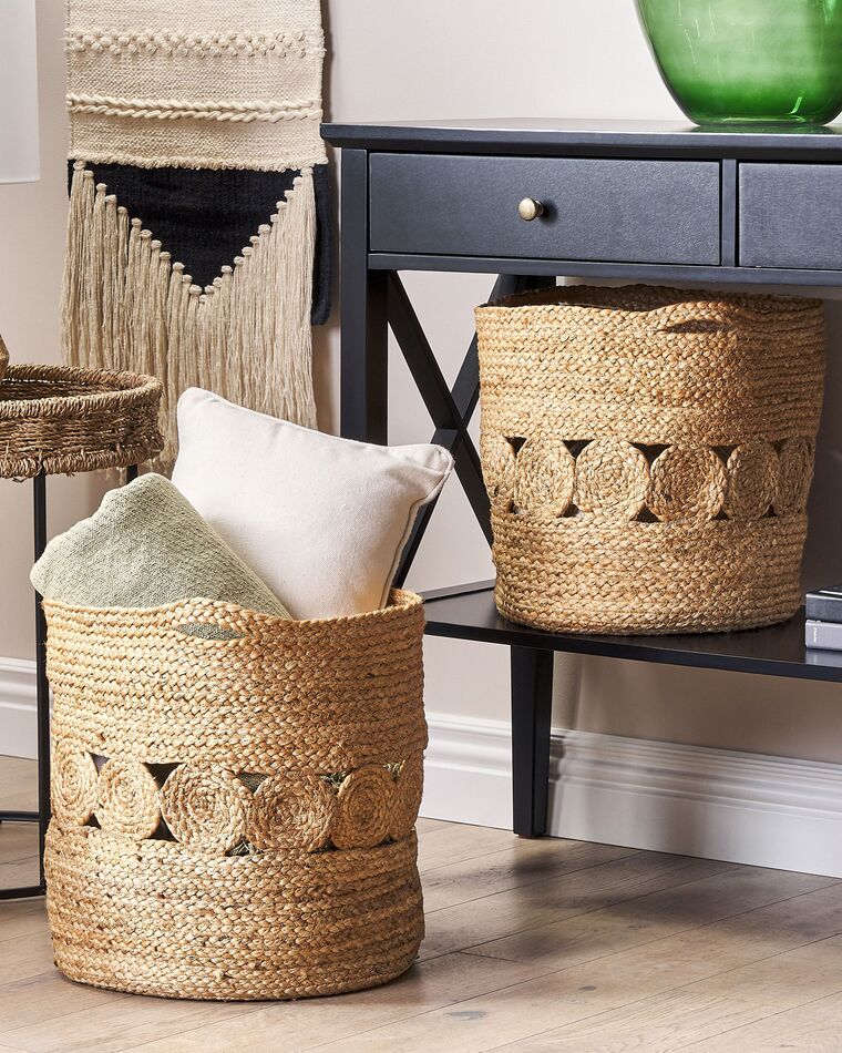 Set of 2 Jute Baskets Natural ALANG | Beliani.co.uk