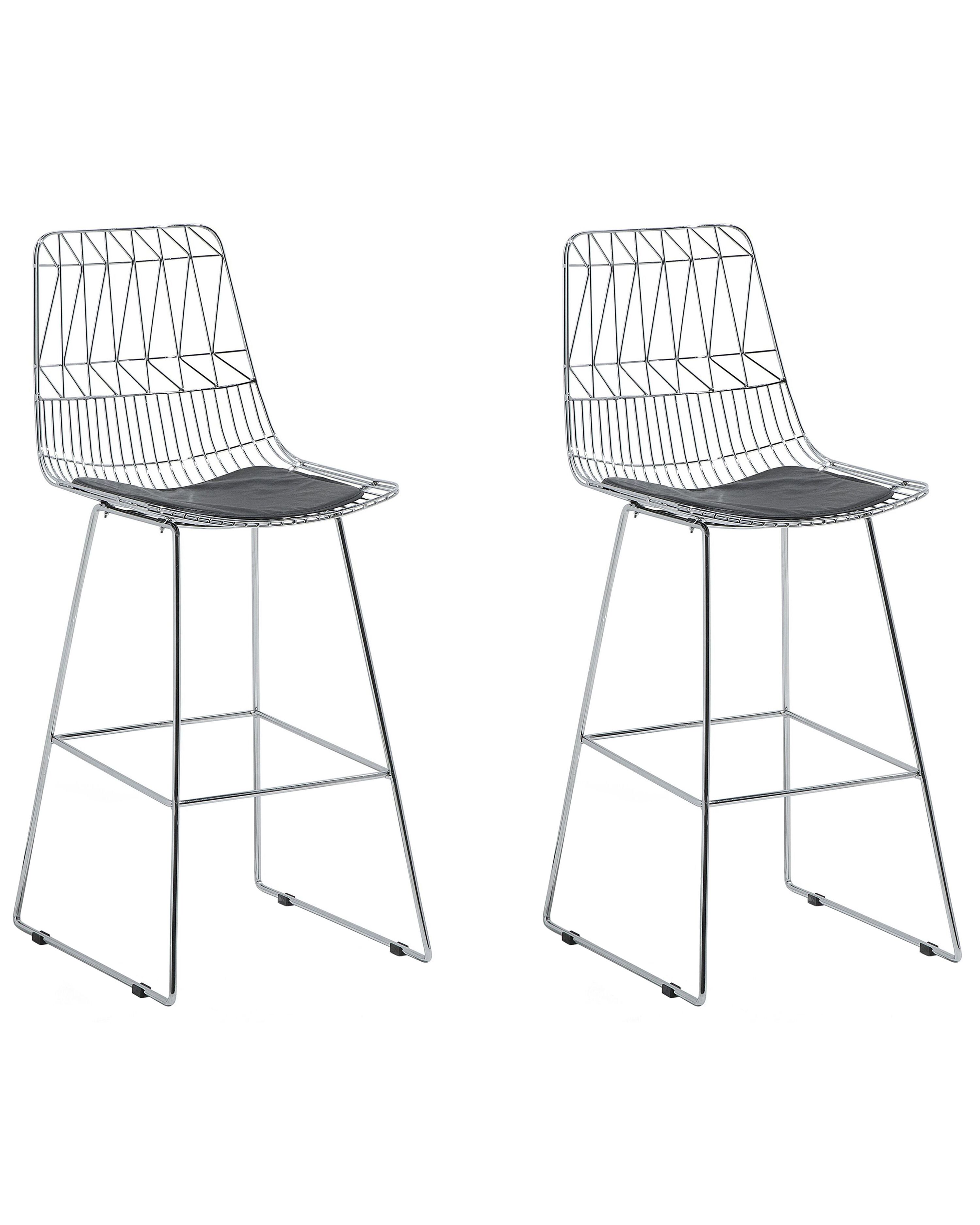 Set of 2 Metal Bar Chairs Silver PRESTON | Beliani.co.uk