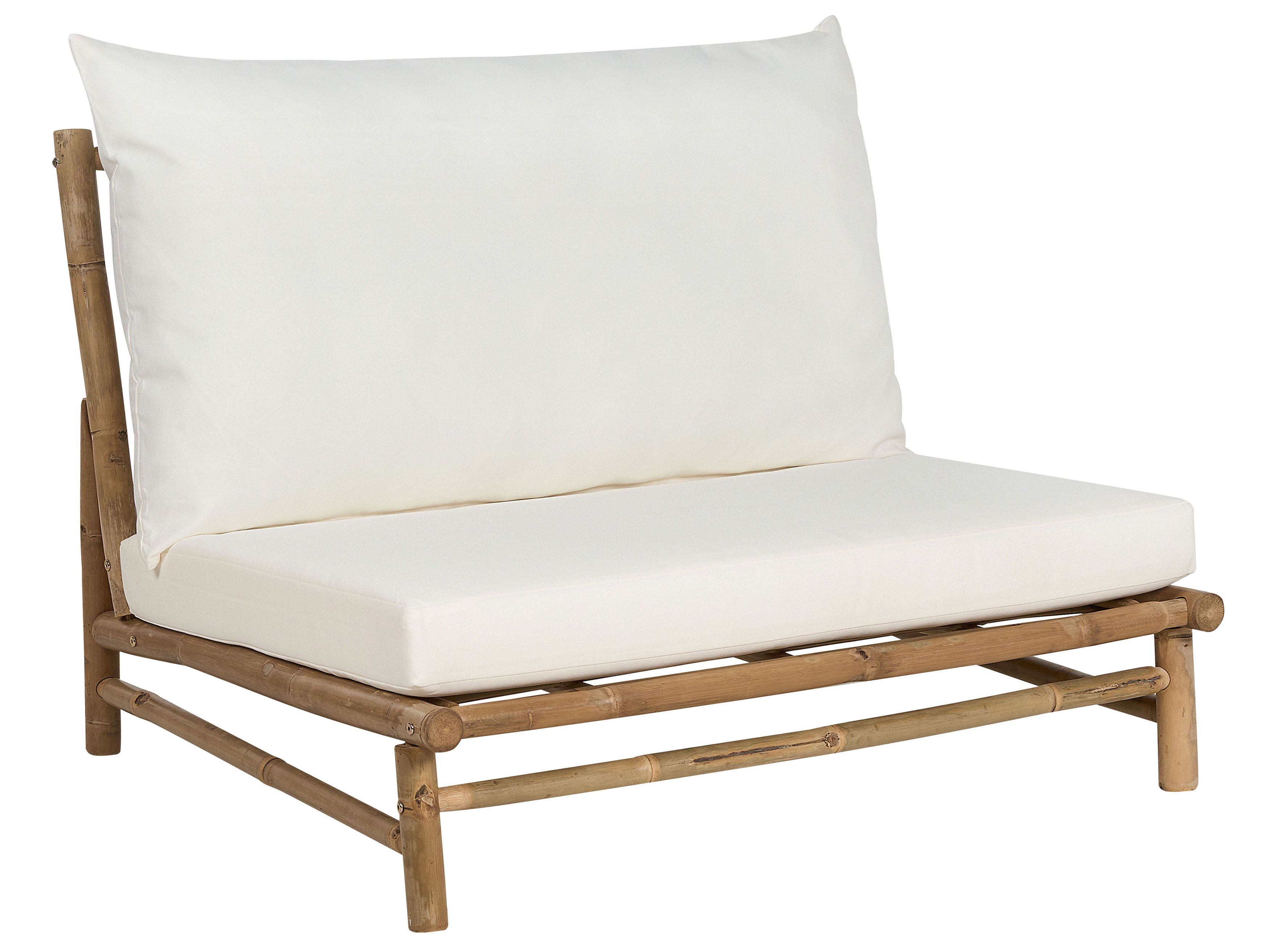 2 Seater Bamboo Lounge Set Light Wood and White TODI | Beliani.co.uk