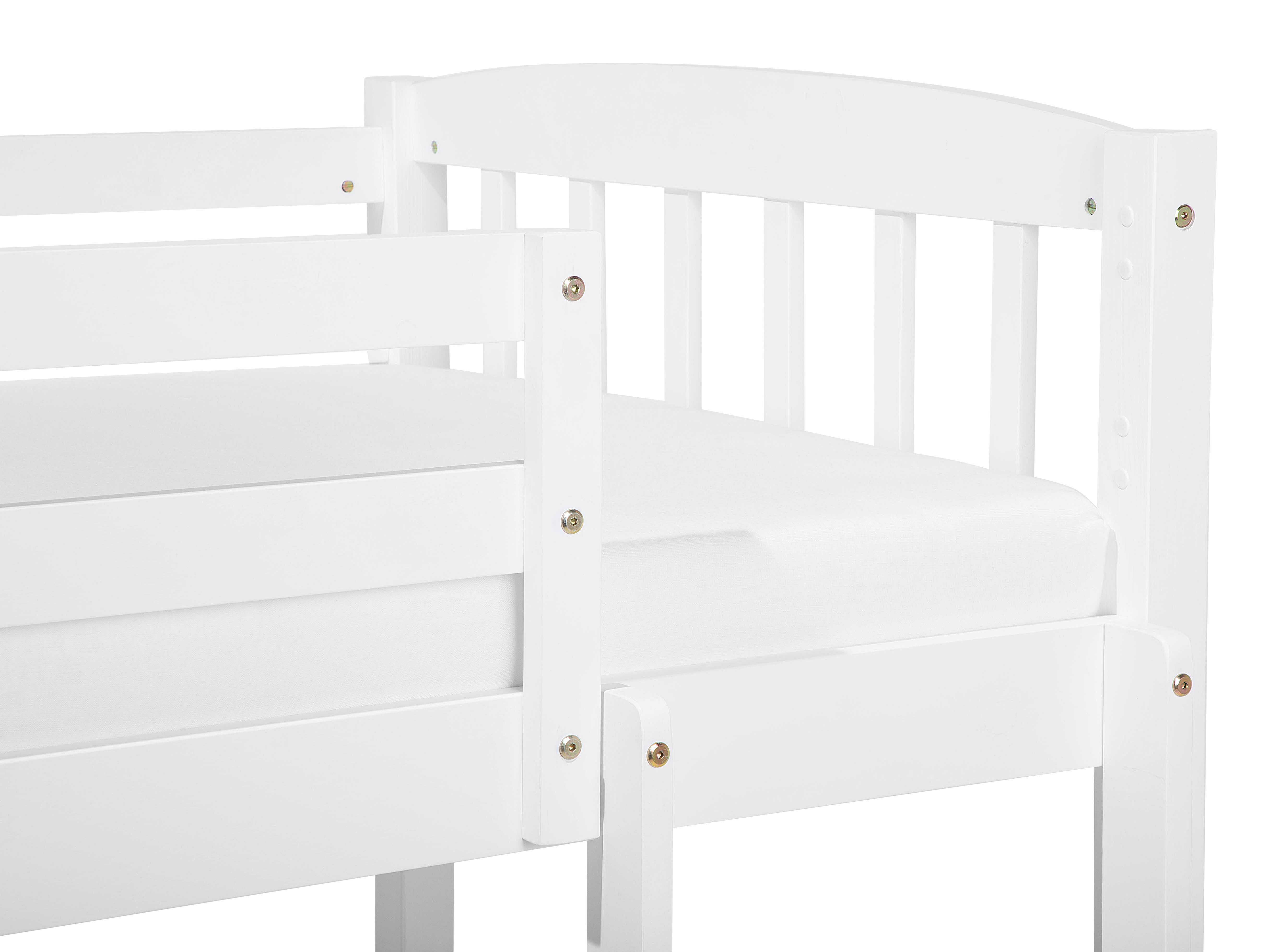 Wooden EU Single Size Bunk Bed with Storage White REVIN | Beliani.co.uk