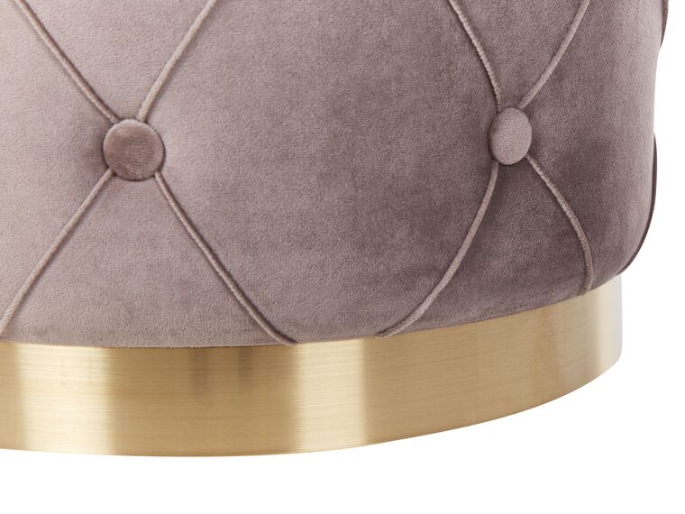 Puf med opbevaring taupe velour sæt af 2 PUEBLO | Beliani.dk