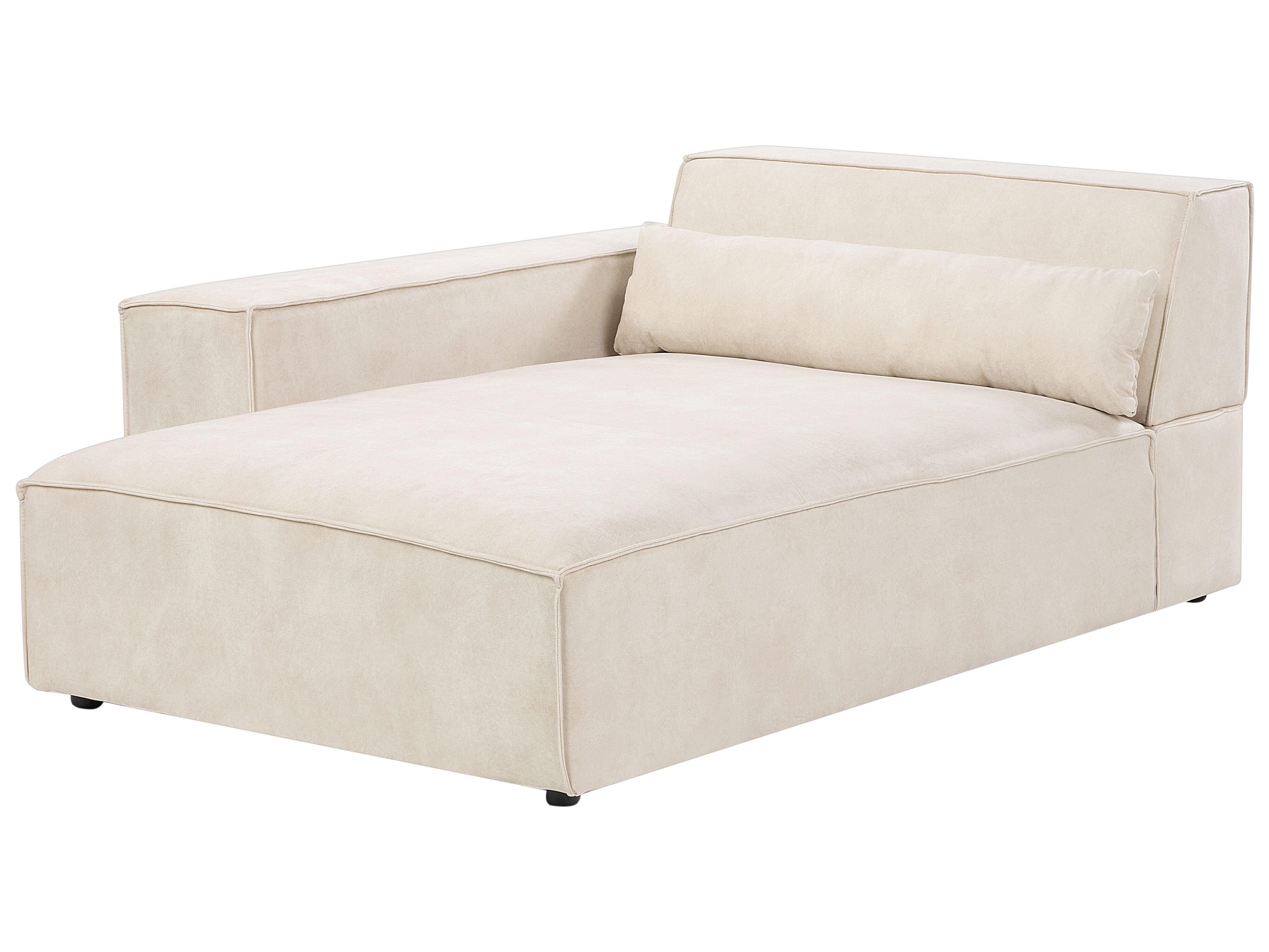Right Hand Velvet Chaise Lounge Beige HELLNAR | Beliani.co.uk