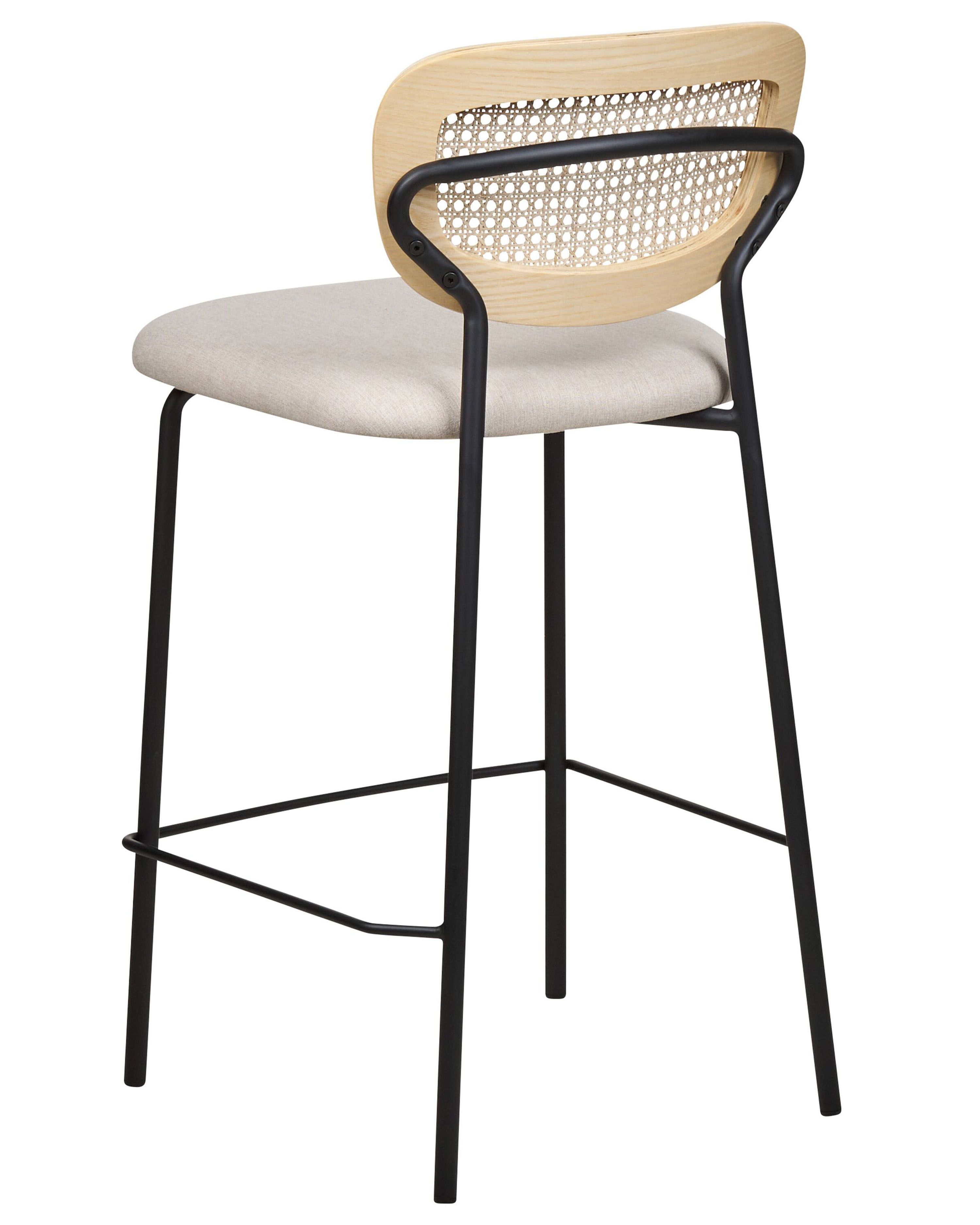 Set of 2 Fabric Bar Chairs Light Beige MAYETTA | Beliani.co.uk