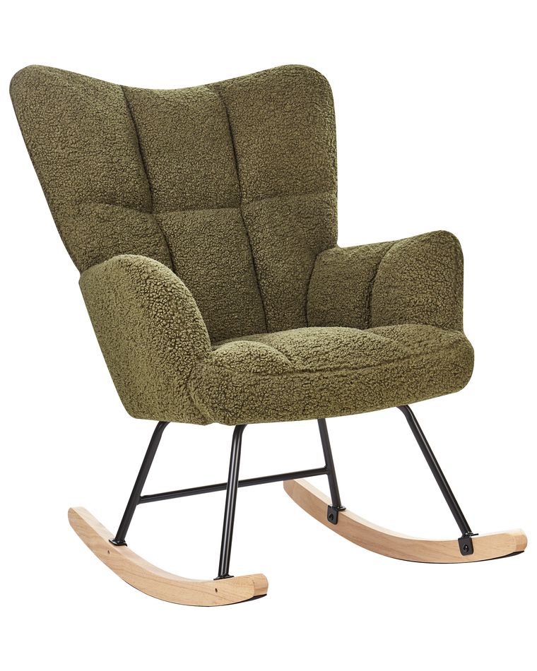 Boucle Rocking Chair Dark Green OULU | Beliani.dk
