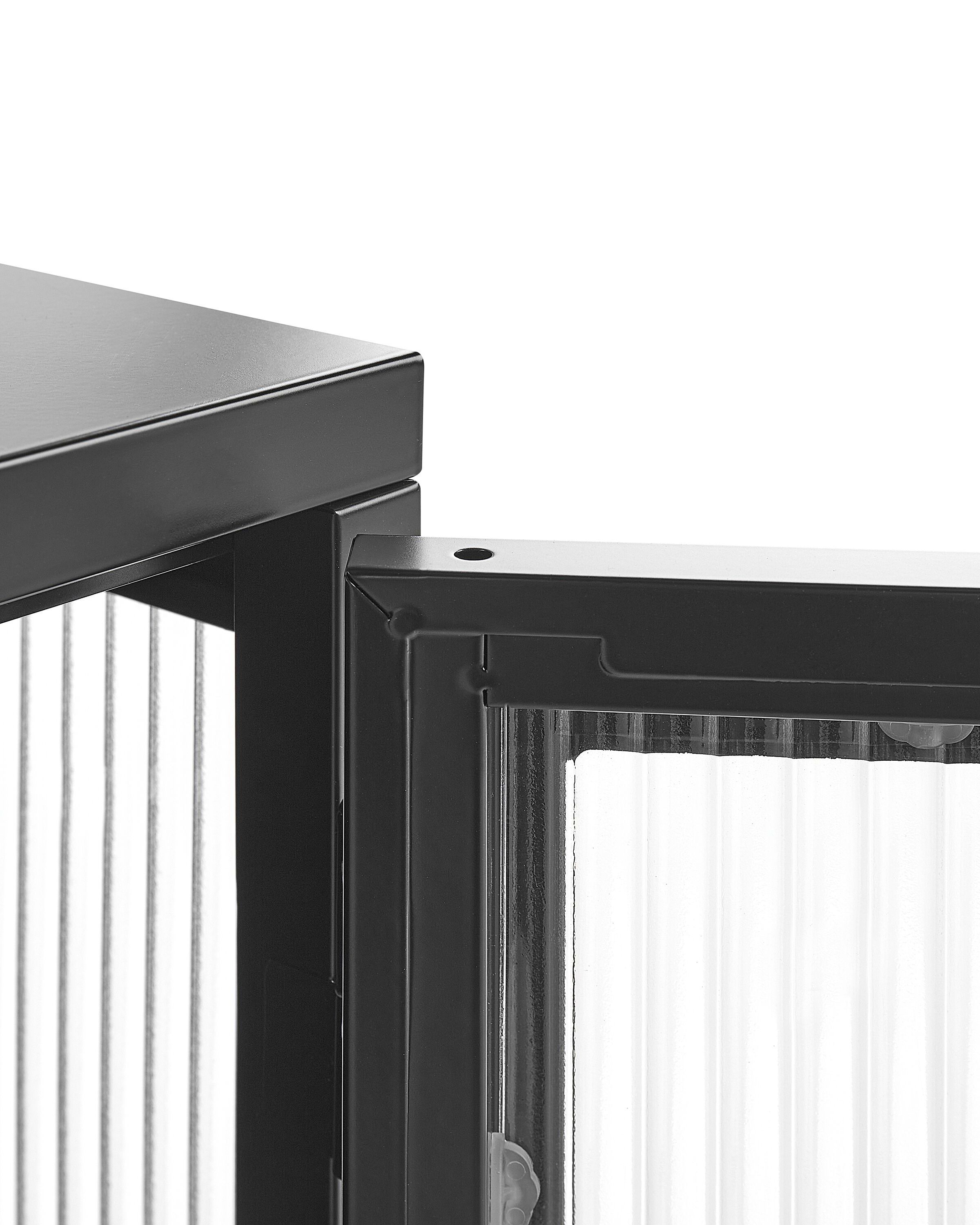 Commode à 3 portes en verre et métal noir DEVON | Beliani.fr