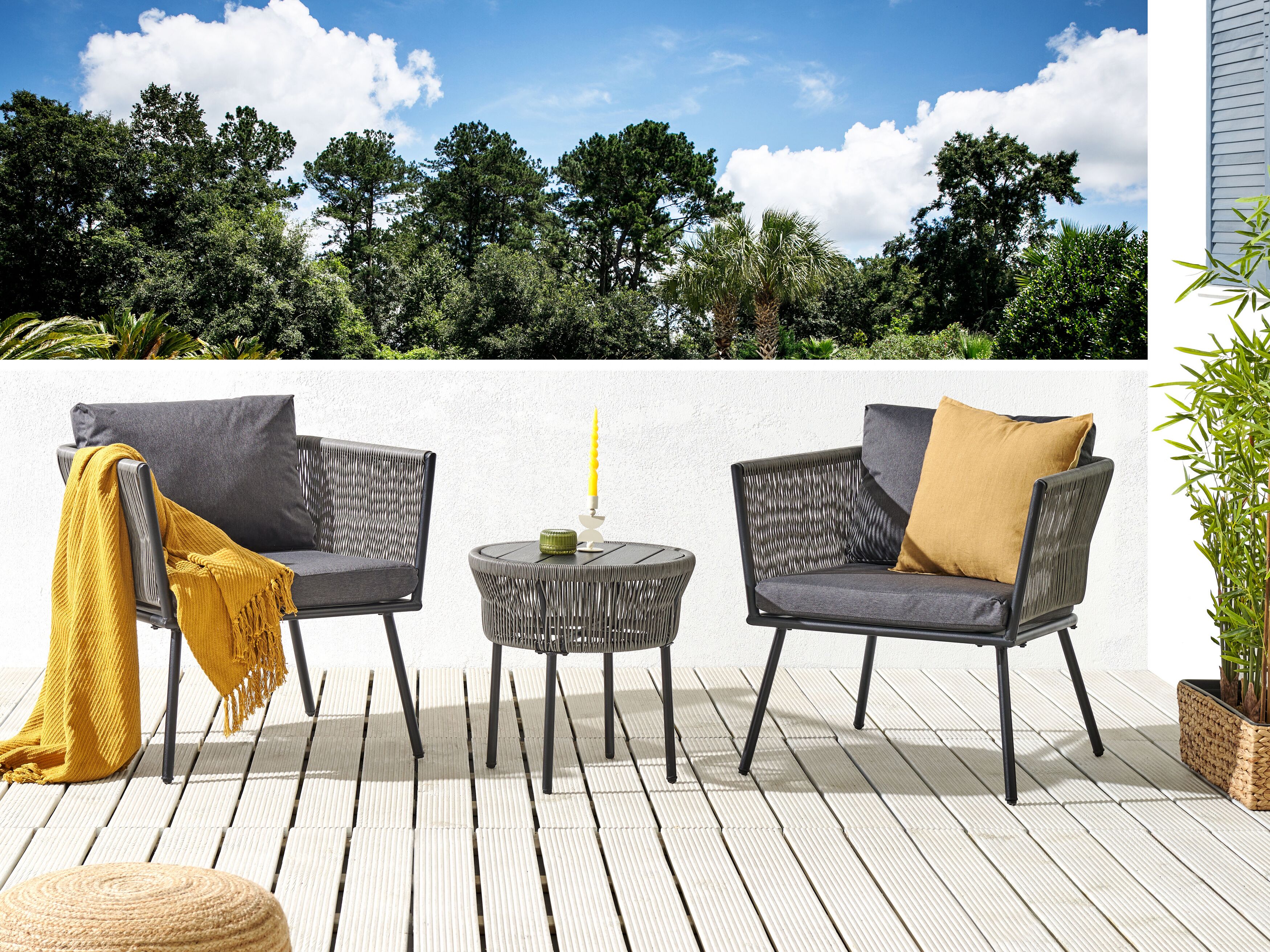 PE Rattan Bistro Set Grey GARGANO | Beliani.co.uk