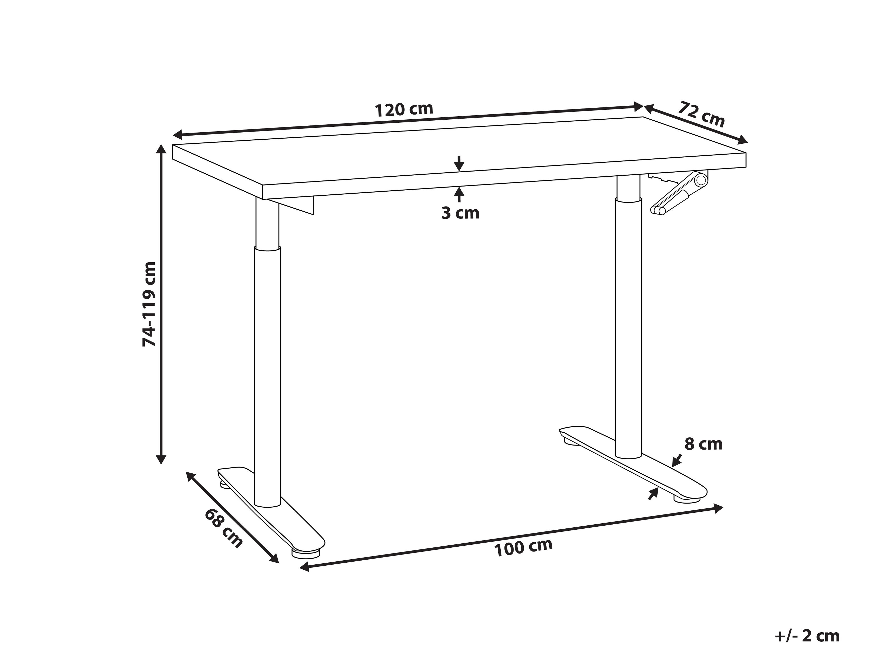 Adjustable Standing Desk 120 x 72 cm Dark Wood and Black DESTINAS ...