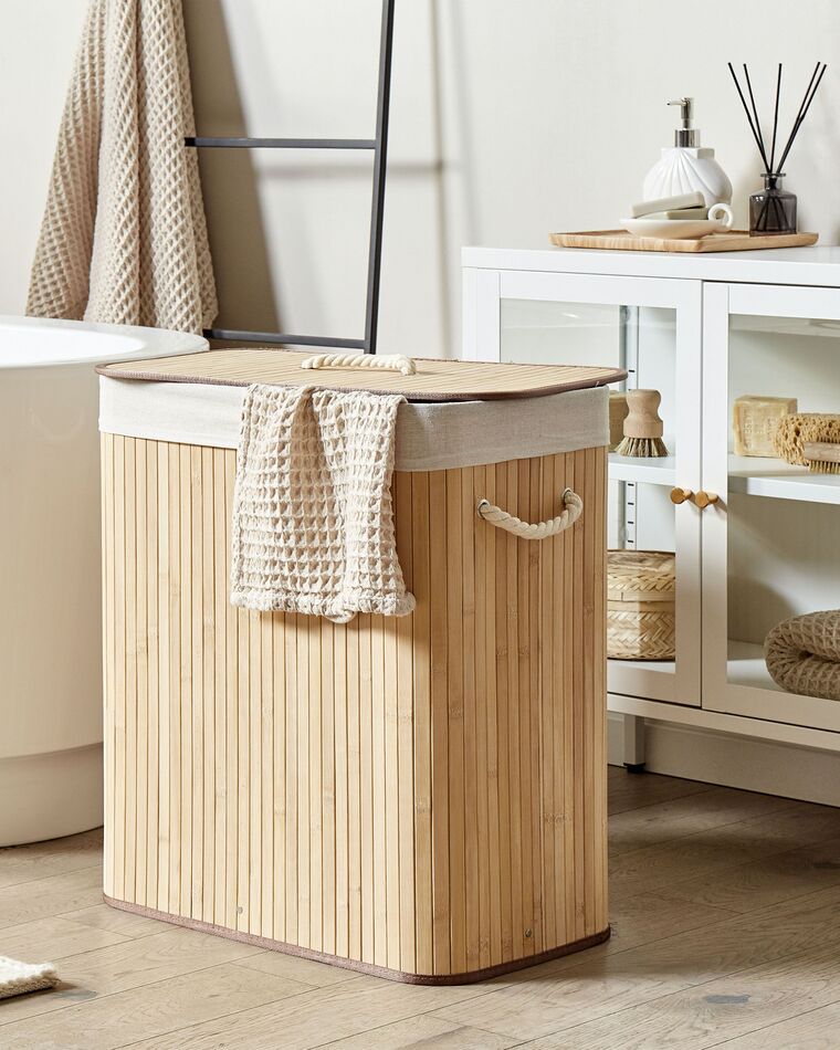 Korb mit Deckel Bambusholz hellbraun rechteckig KANDY | Beliani.at