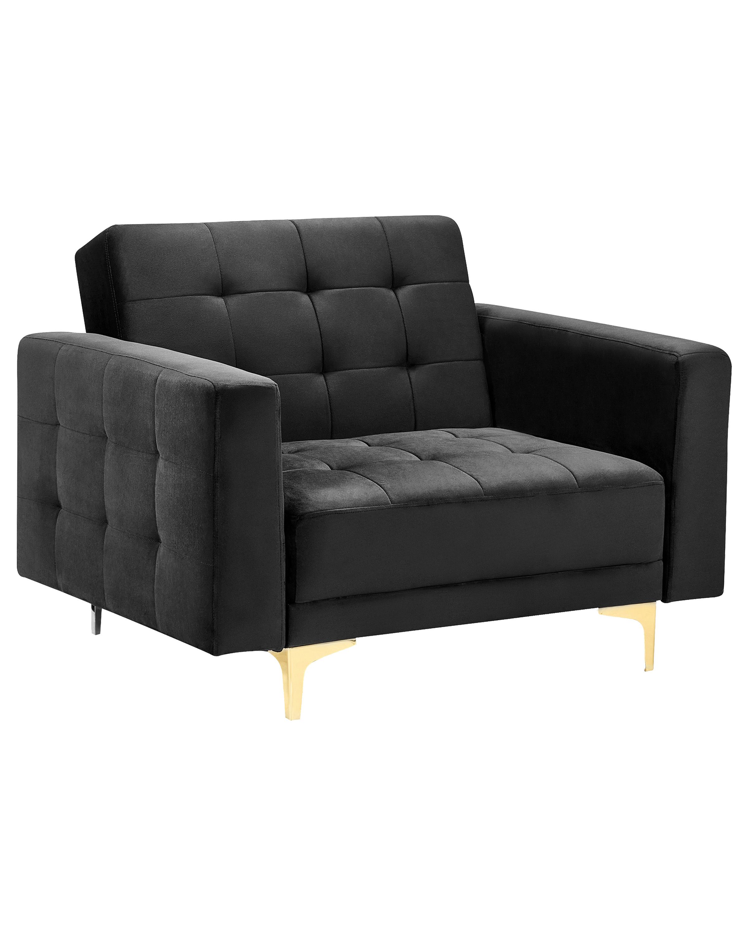 Sillón de terciopelo negro/dorado ABERDEEN | Beliani.es