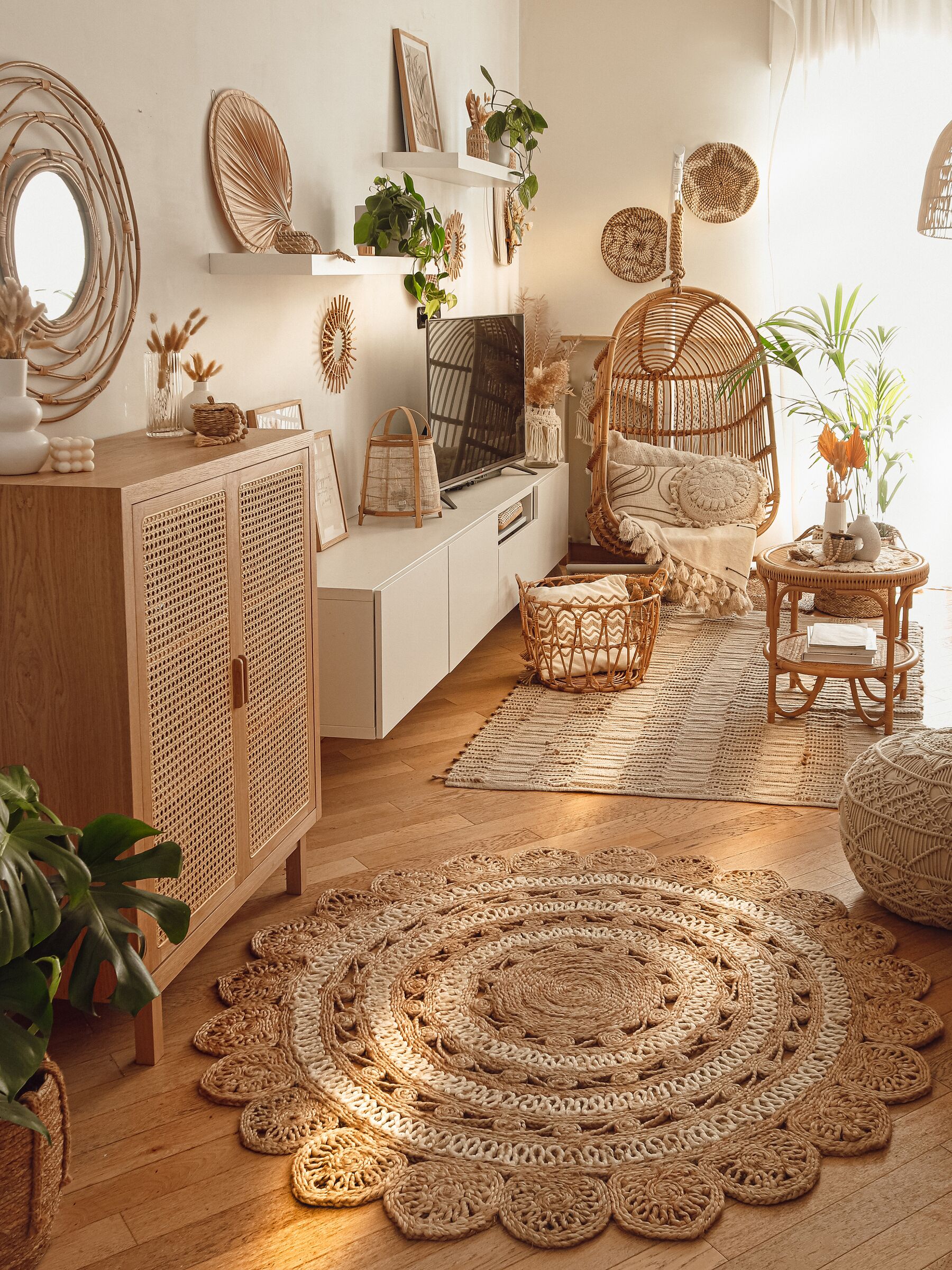 Cotton Pouffe Beige KAYSERI | Beliani.fi