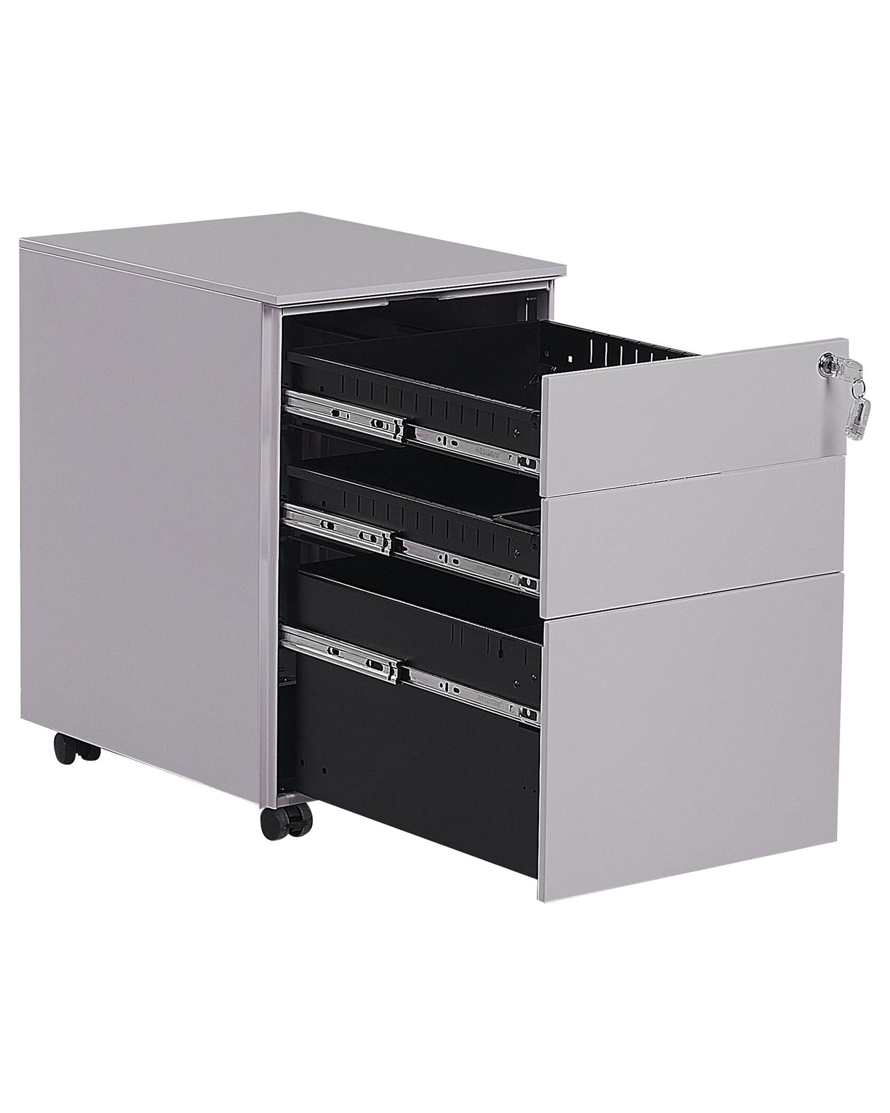 Caissons à roulettes 3 tiroirs en acier gris CAMI | Beliani.fr