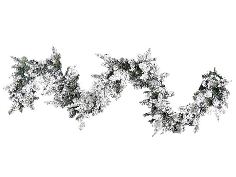 Pre-Lit Snowy Christmas Garland 270 cm White SUNDO | Beliani.co.uk
