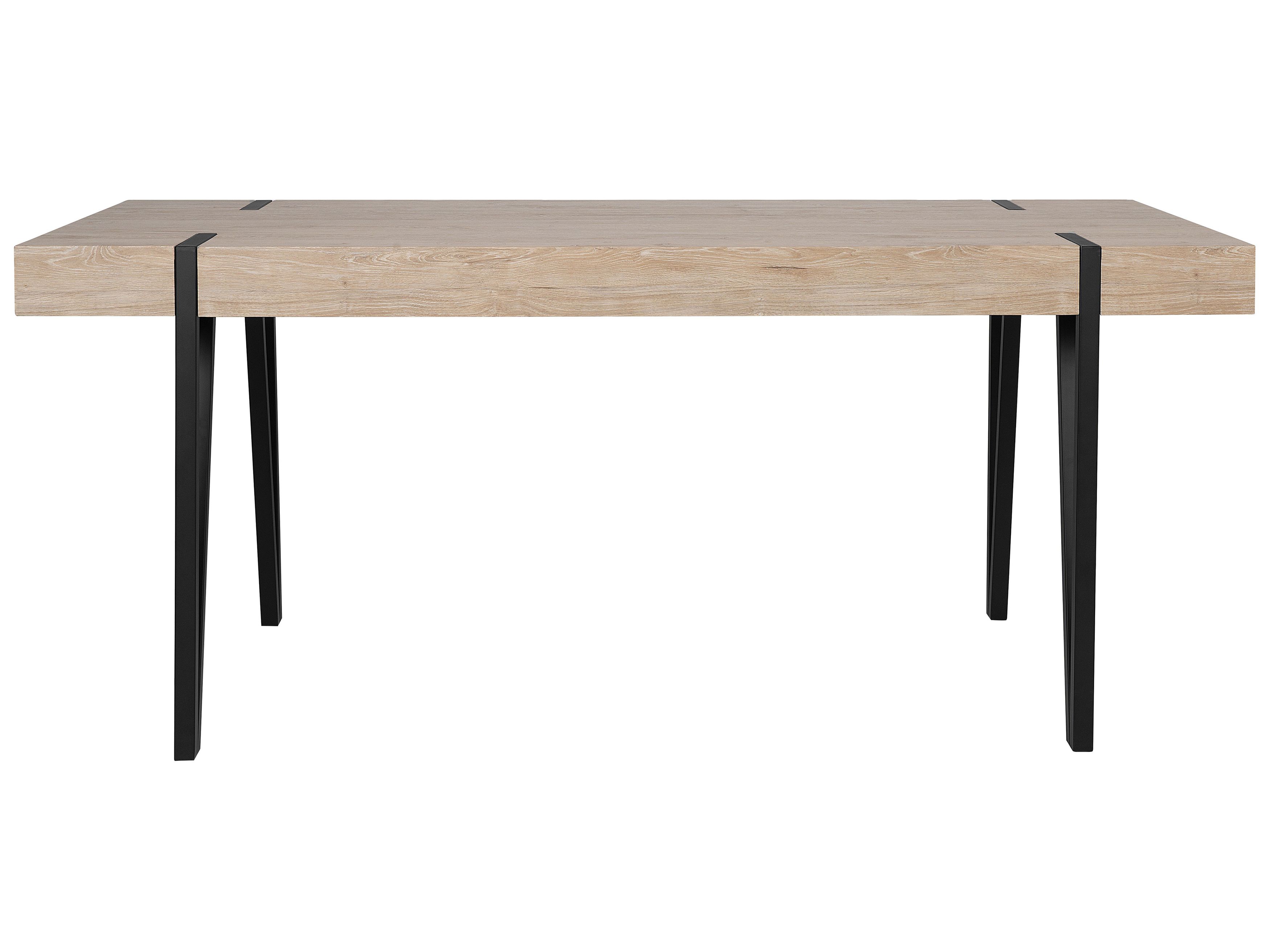 Dining Table 180 x 90 cm Light Wood with Black ADENA | Beliani.co.uk
