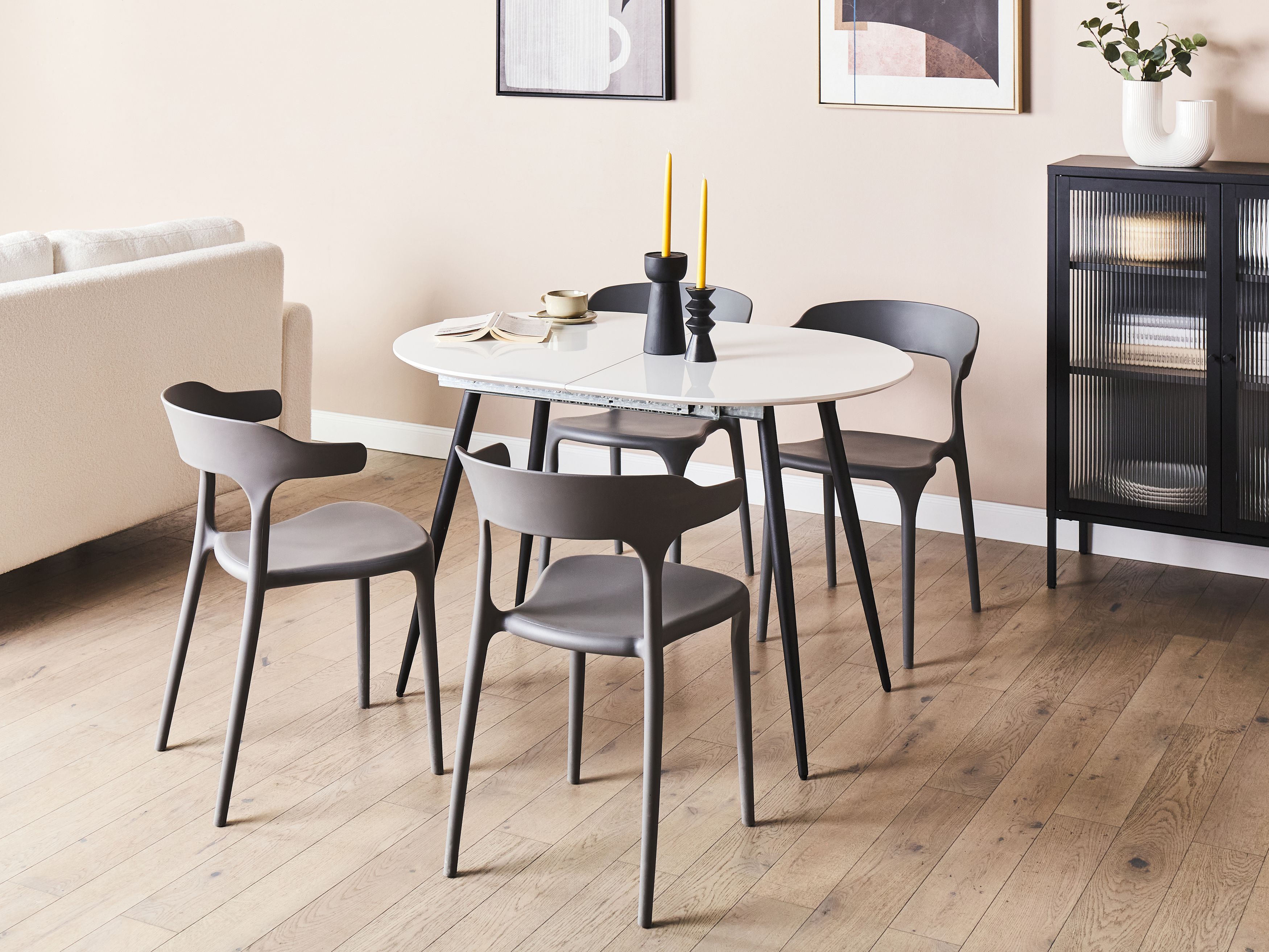 Matbord utdragbart 120/160 x 80 cm vit STAVERTON | Beliani.se