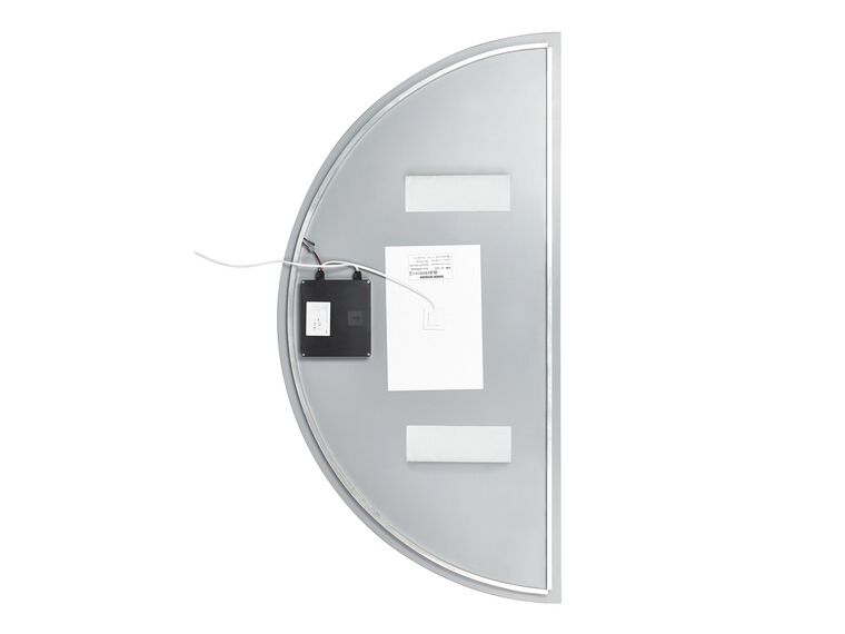 Half-Round LED Wall Mirror 50 x 100 cm Silver LOUE | Beliani.co.uk