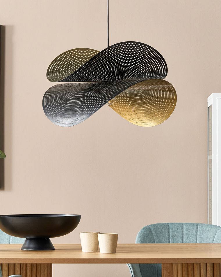 Metal Pendant Lamp Black and Gold DOYLES | Beliani.co.uk
