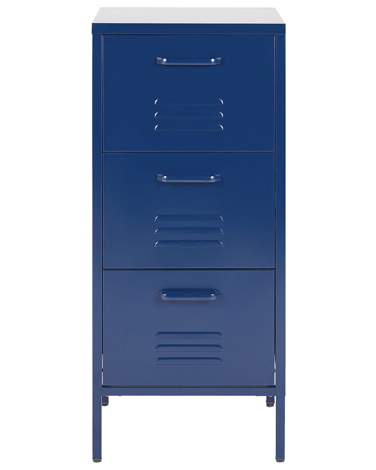 3 Drawer Metal Storage Cabinet Navy Blue WOSTOK | Beliani.co.uk