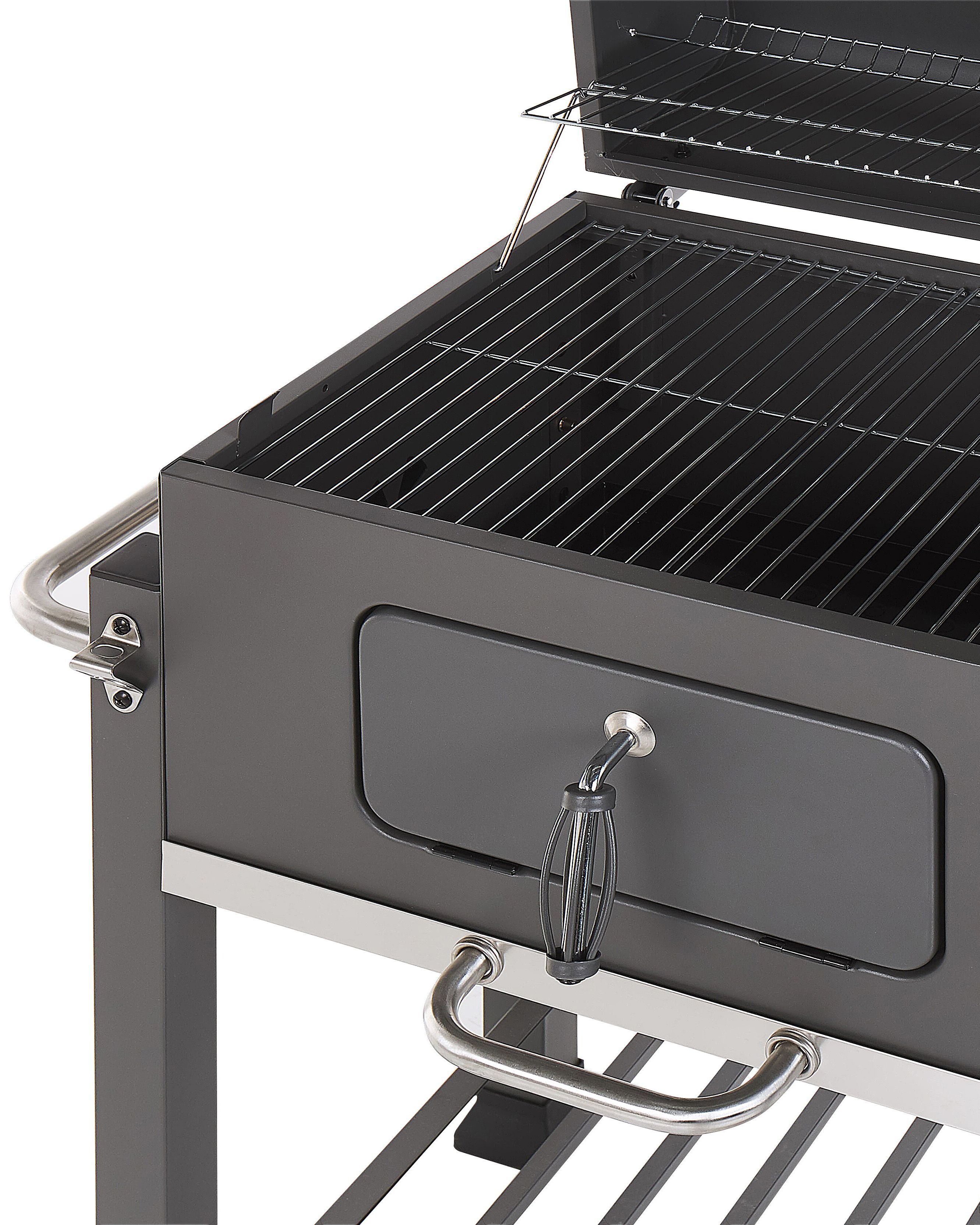 Holzkohlegrill mit Deckel Stahl grau rechteckig rollbar PAVLOF | Beliani.ch