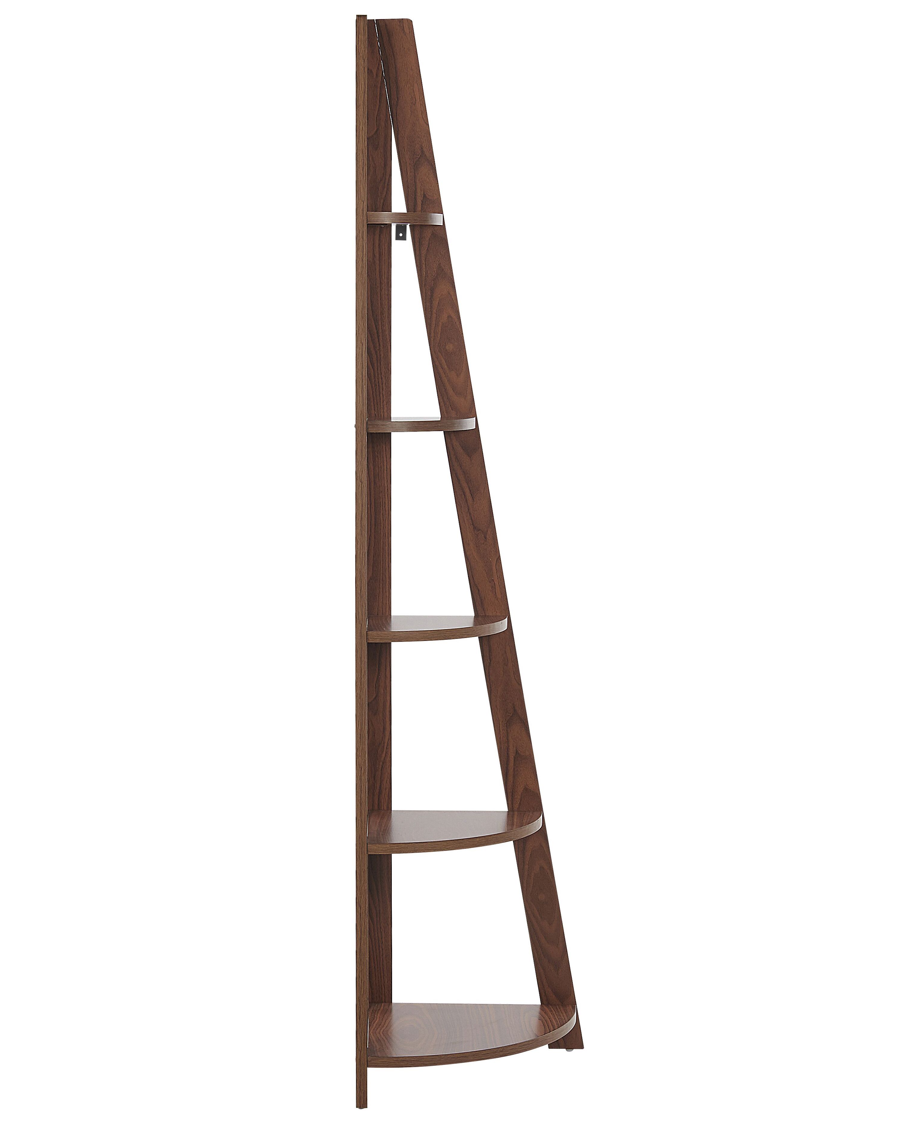 5 Tier Corner Ladder Shelf Dark Wood MOBILE SOLO | Beliani.co.uk