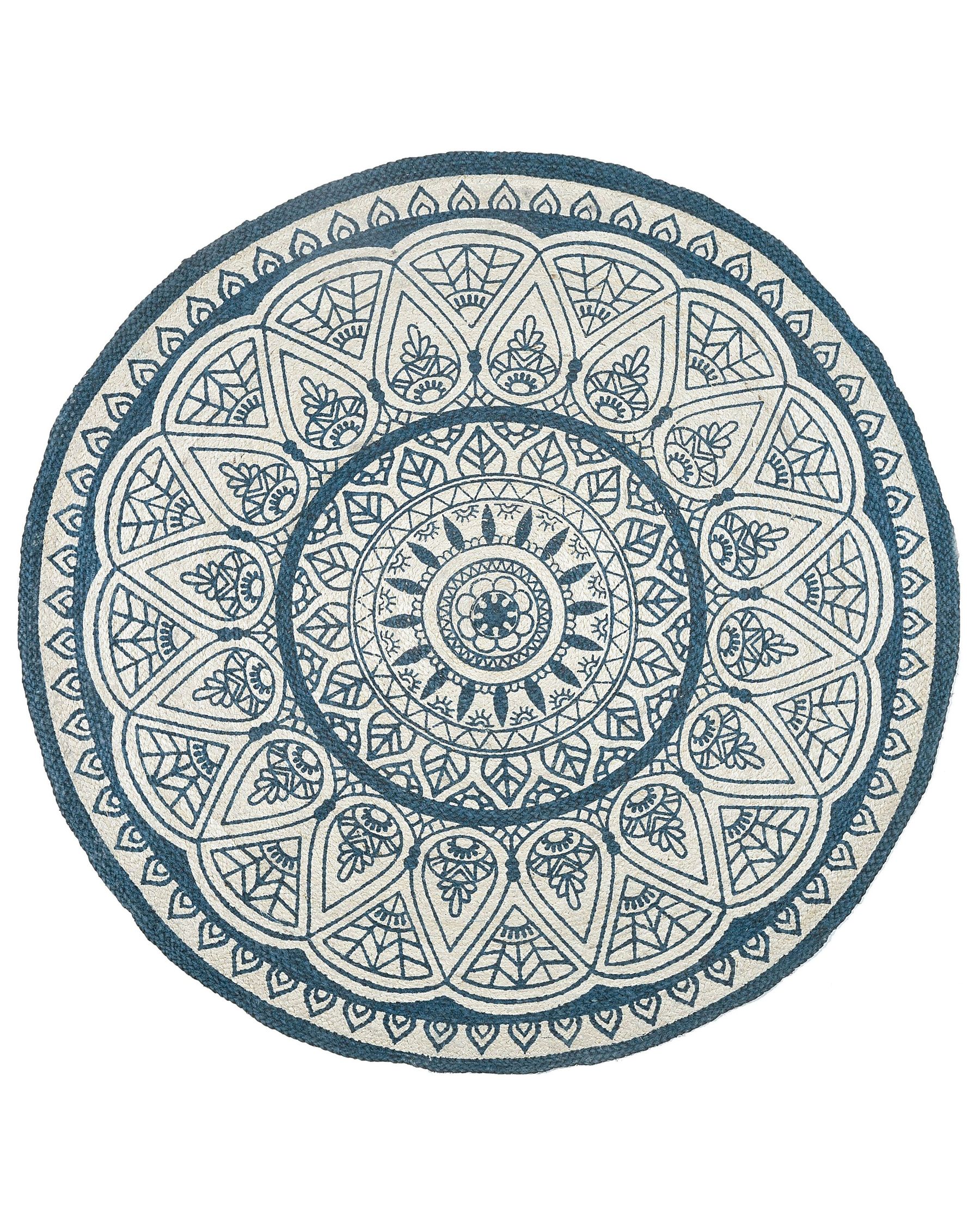 Round Jute Area Rug ⌀ 120 cm Blue ANADERE | Beliani.co.uk