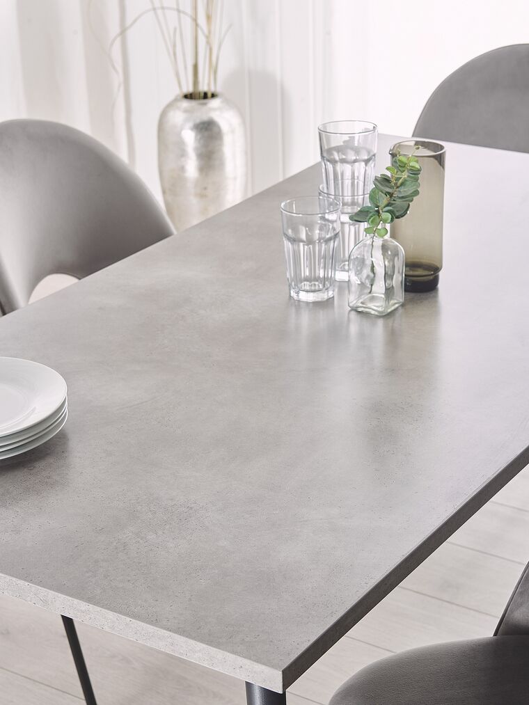 Dining Table 160 x 80 cm Concrete Effect with Black SANTIAGO | Beliani ...