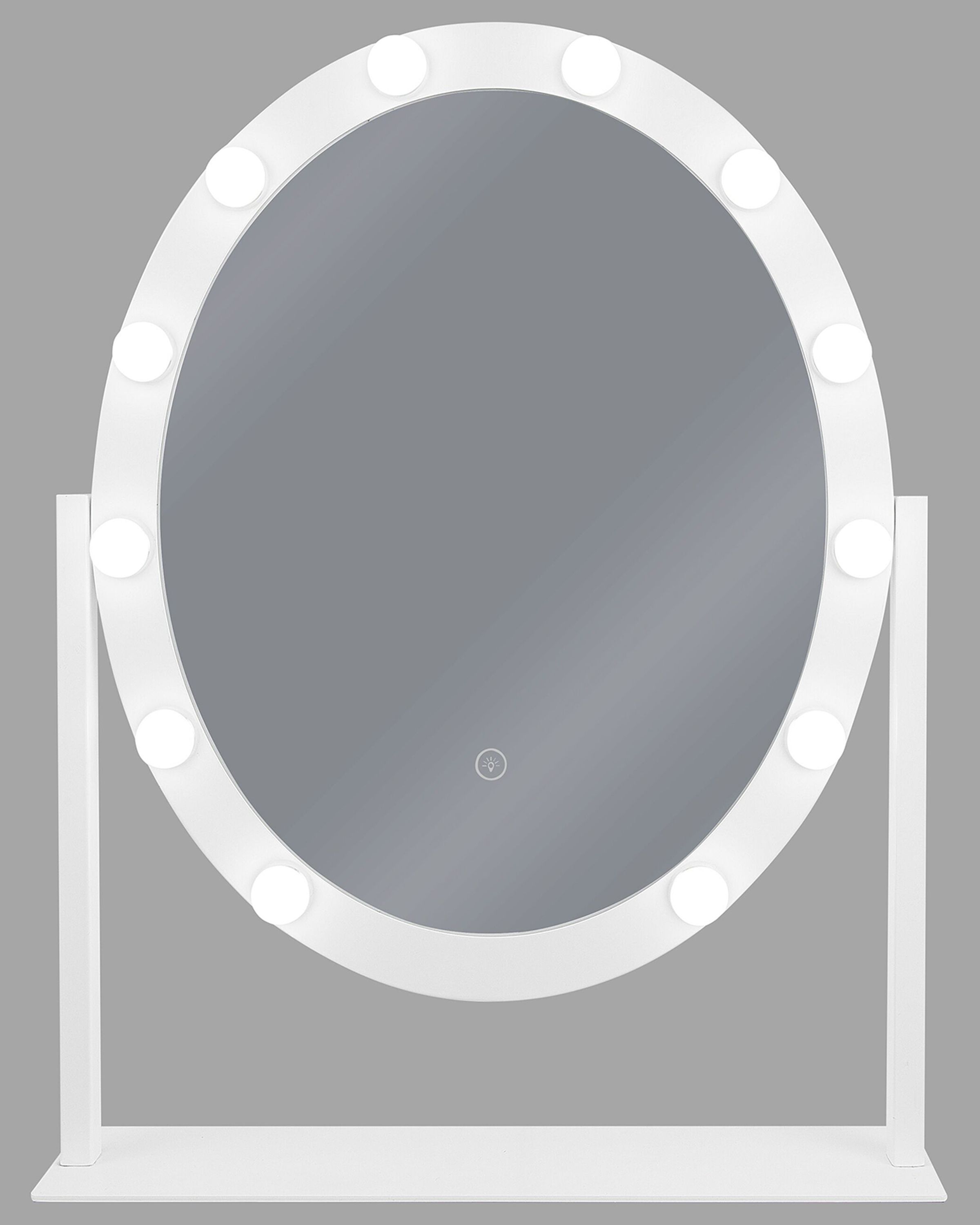 Metal LED Standing Vanity Mirror 50 x 60 cm White ROSTRENEN | Beliani.co.uk