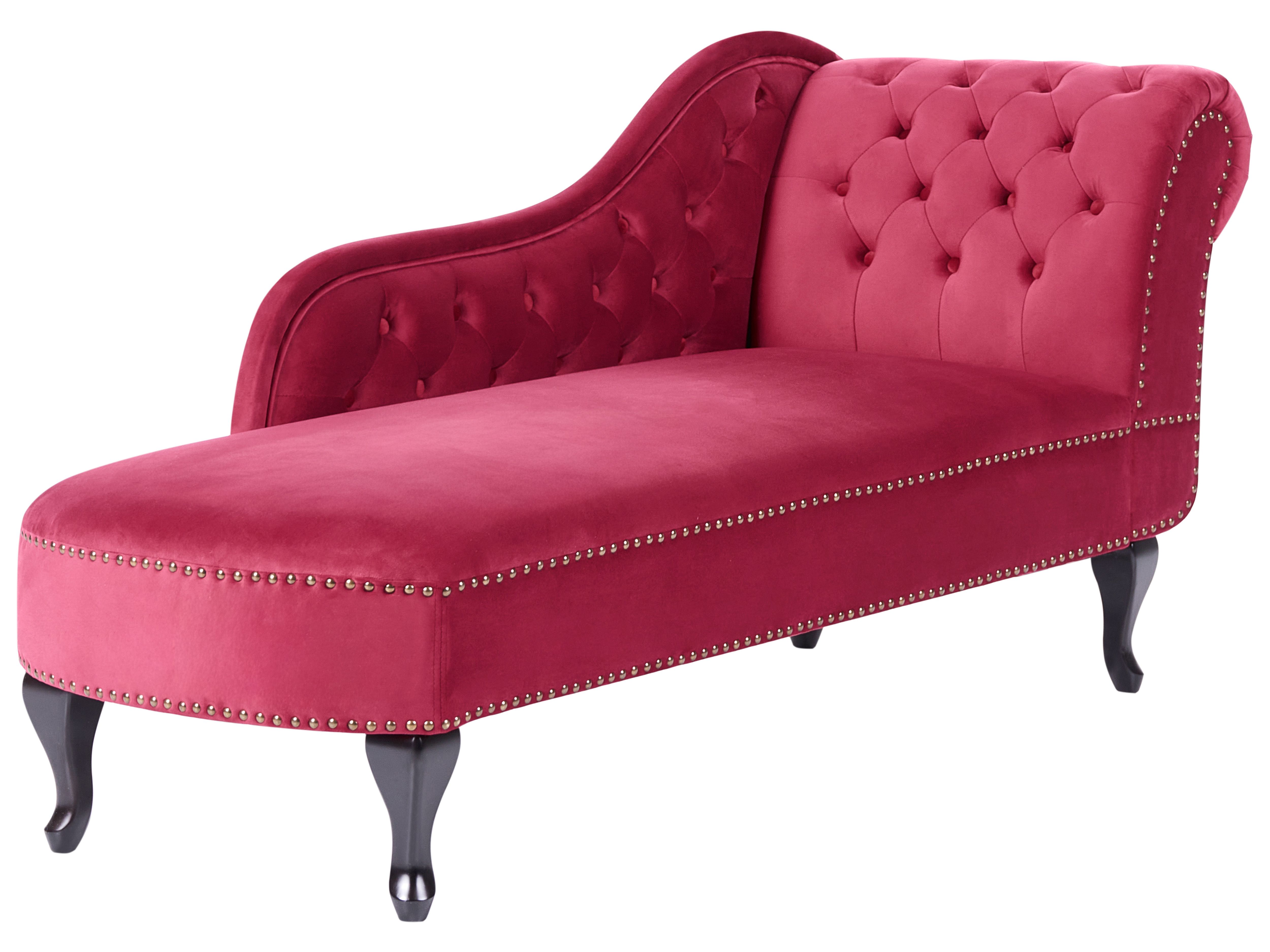 Right Hand Chaise Lounge Velvet Burgundy NIMES | Beliani.co.uk