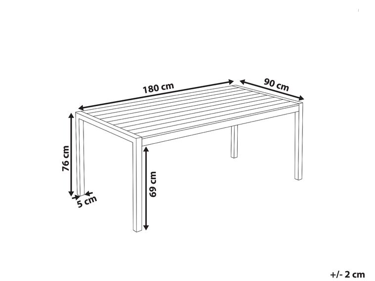 Aluminium Garden Table 180 x 90 cm Light Wood and Black VERNIO ...