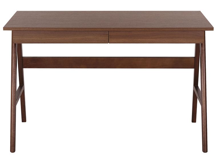 2 Drawer Home Office Desk 120 x 70 cm Dark Wood SHESLAY | Beliani.at