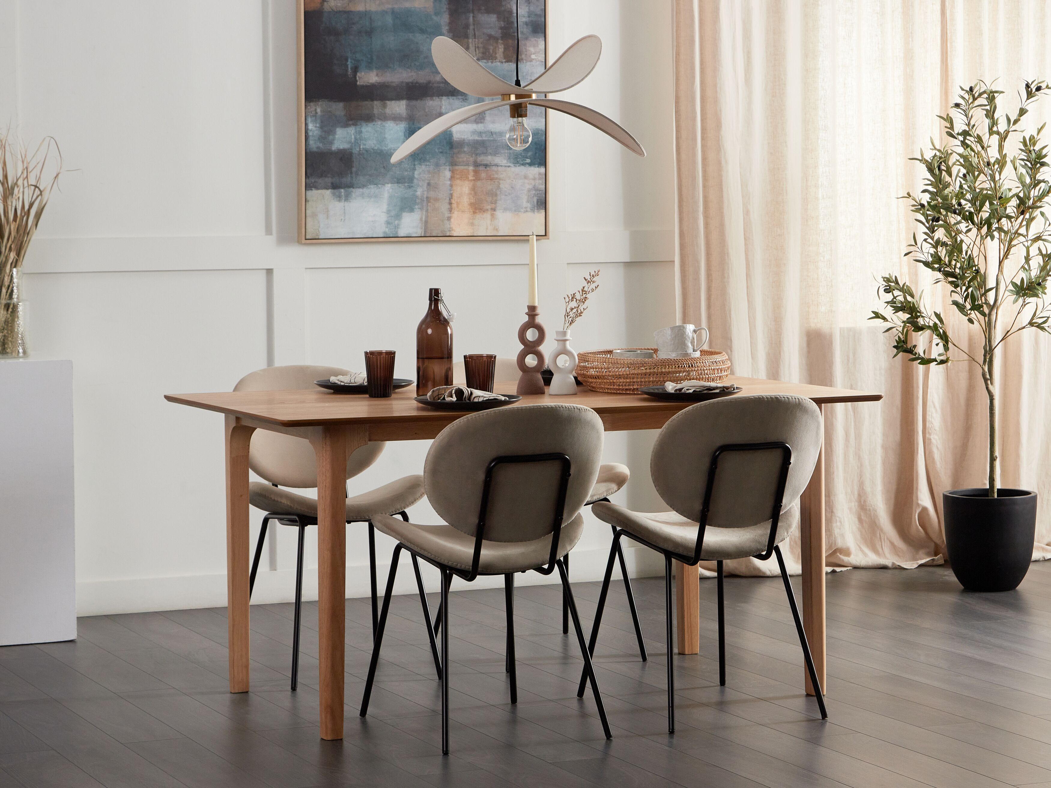 Dining Table 160 x 90 cm Light Wood DELMAS | Beliani.co.uk