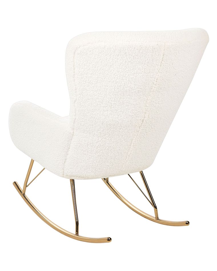 Boucle Rocking Chair White and Gold ANASET | Beliani.co.uk
