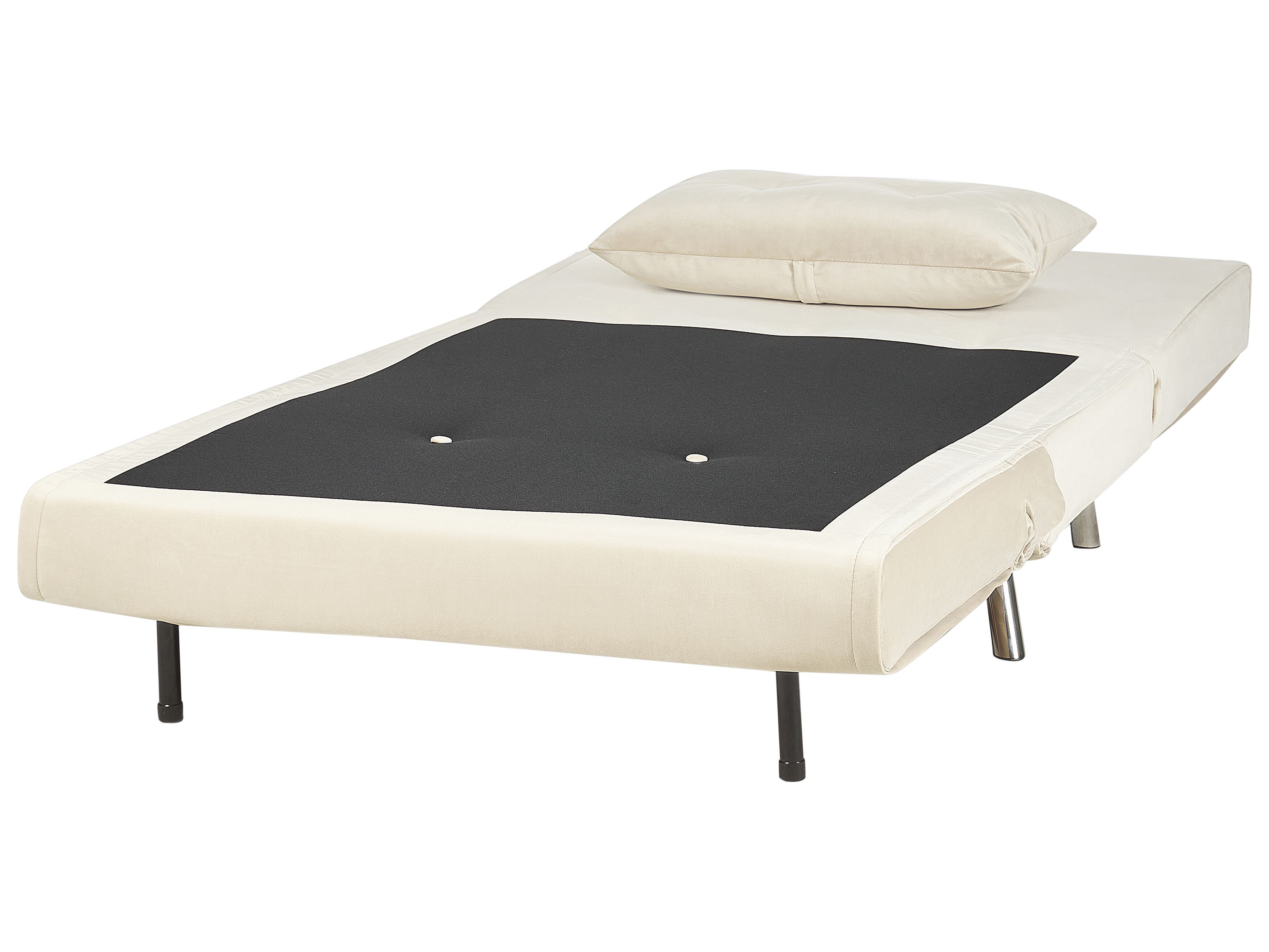 Velvet Single Sofa Bed Cream FARRIS | Beliani.co.uk