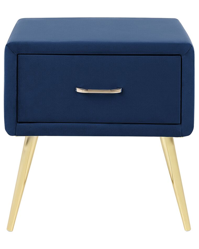 1 Drawer Velvet Bedside Table Navy Blue FLAYAT | Beliani.fi
