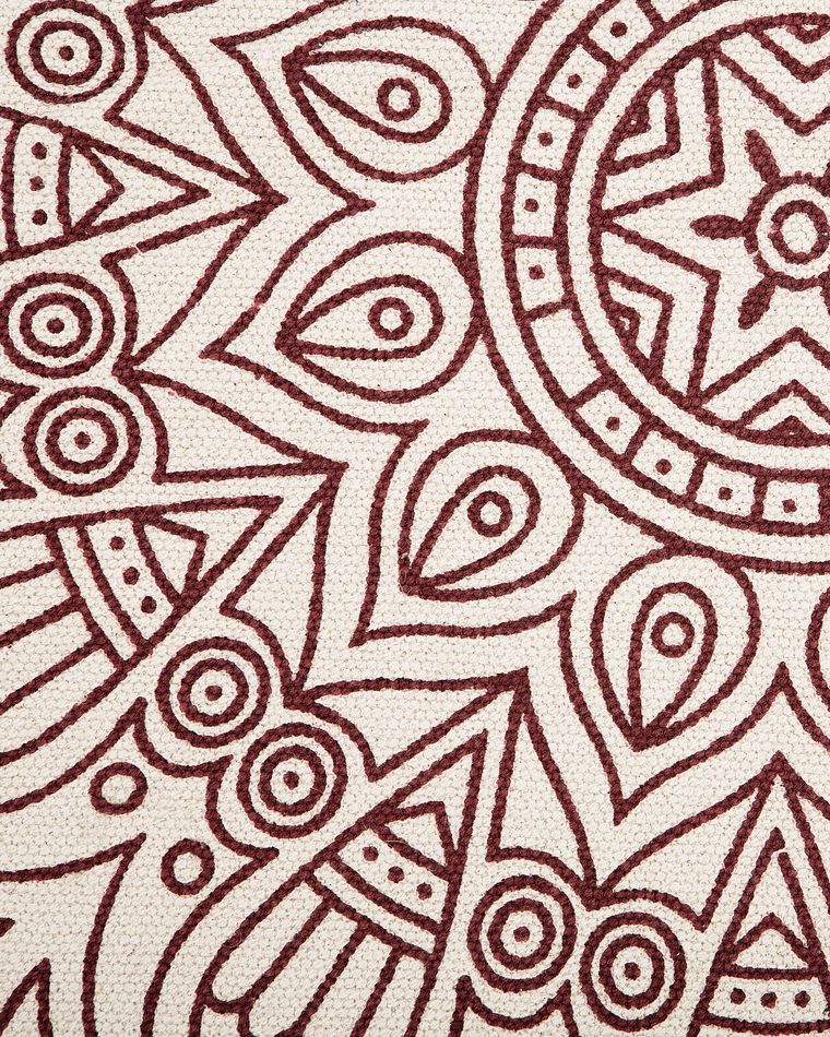 Round Cotton Area Rug Mandala Pattern ø 120 cm Cream and Red AYAKLI ...