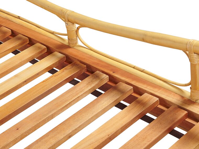 Cama de casal em rattan cor de madeira clara 180 x 200 cm DOMEYROT | Beliani.pt