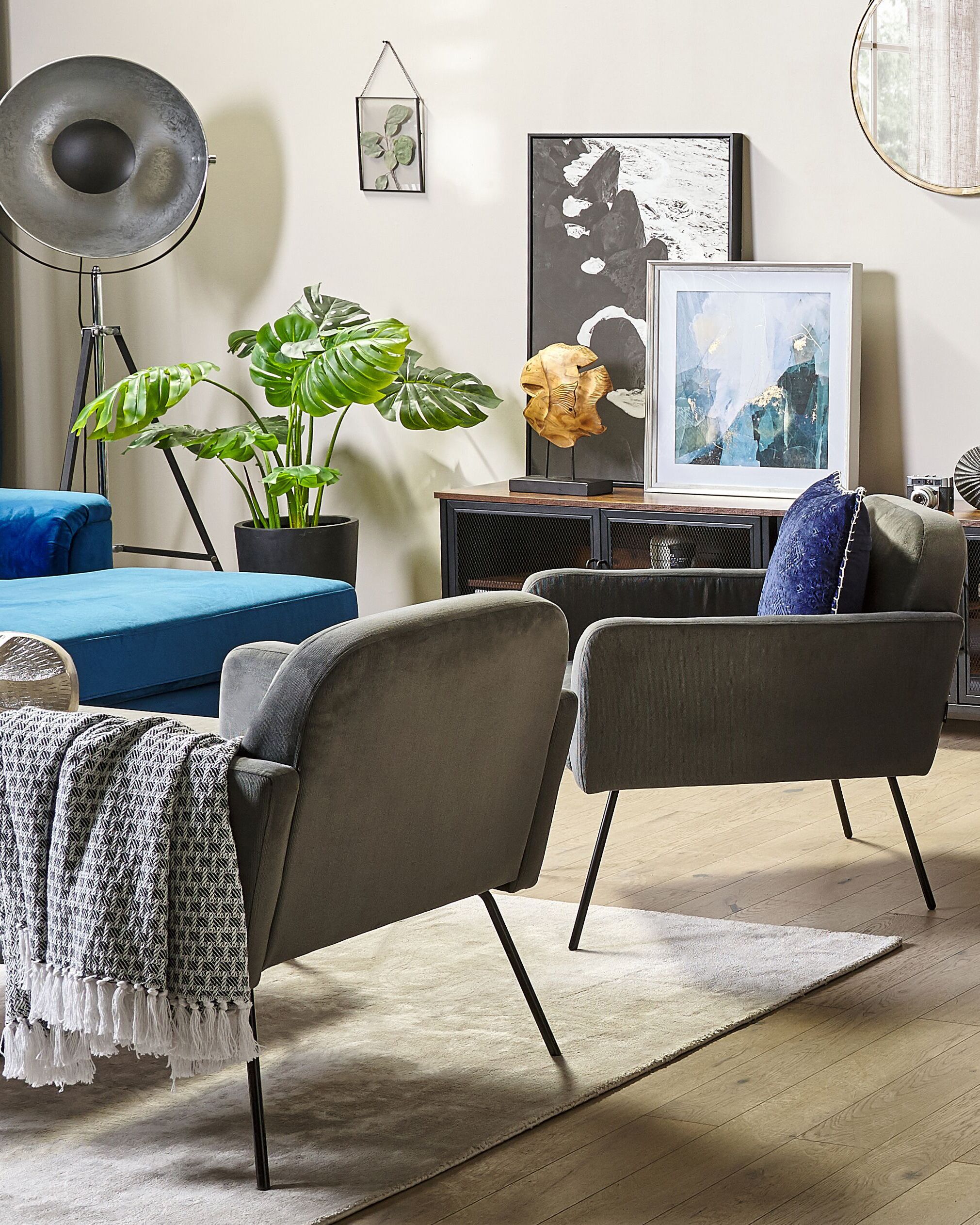 Nojatuoli sametti harmaa NARKEN | Beliani.fi