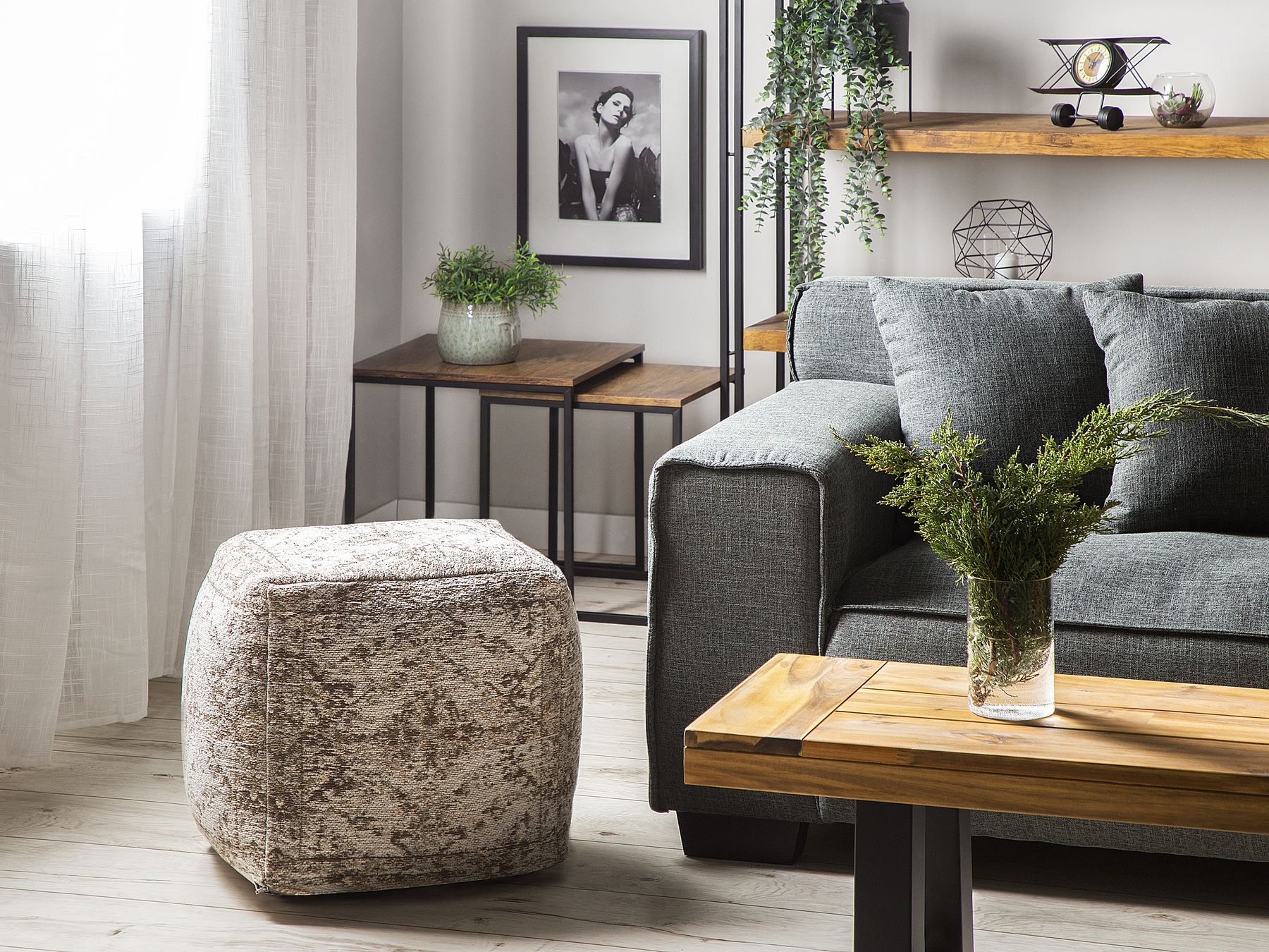 Pouf grau-beige 42 x 42 cm MEERUT | Beliani.ch