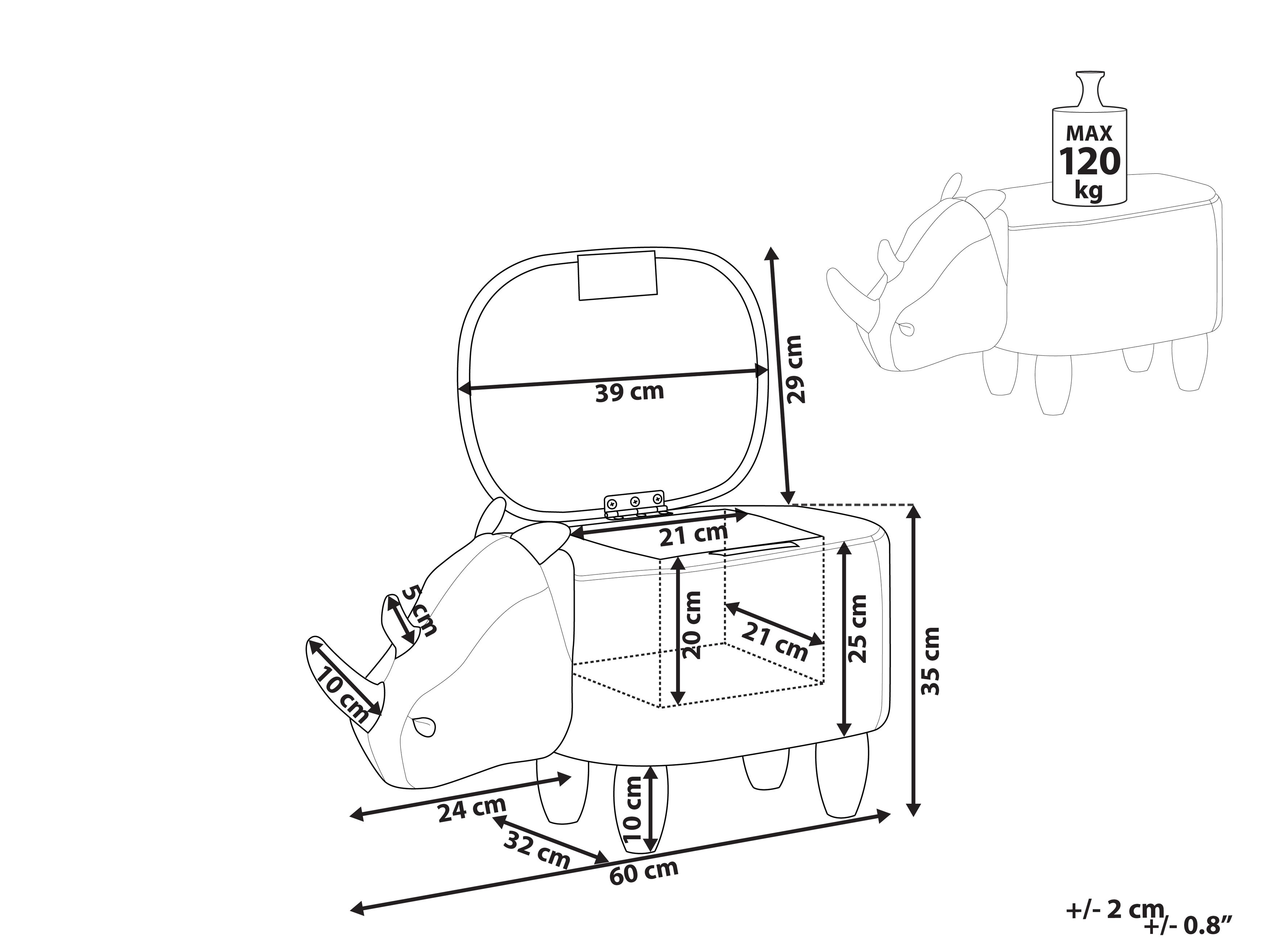 Faux Leather Storage Animal Stool Light Grey RHINO | Beliani.co.uk