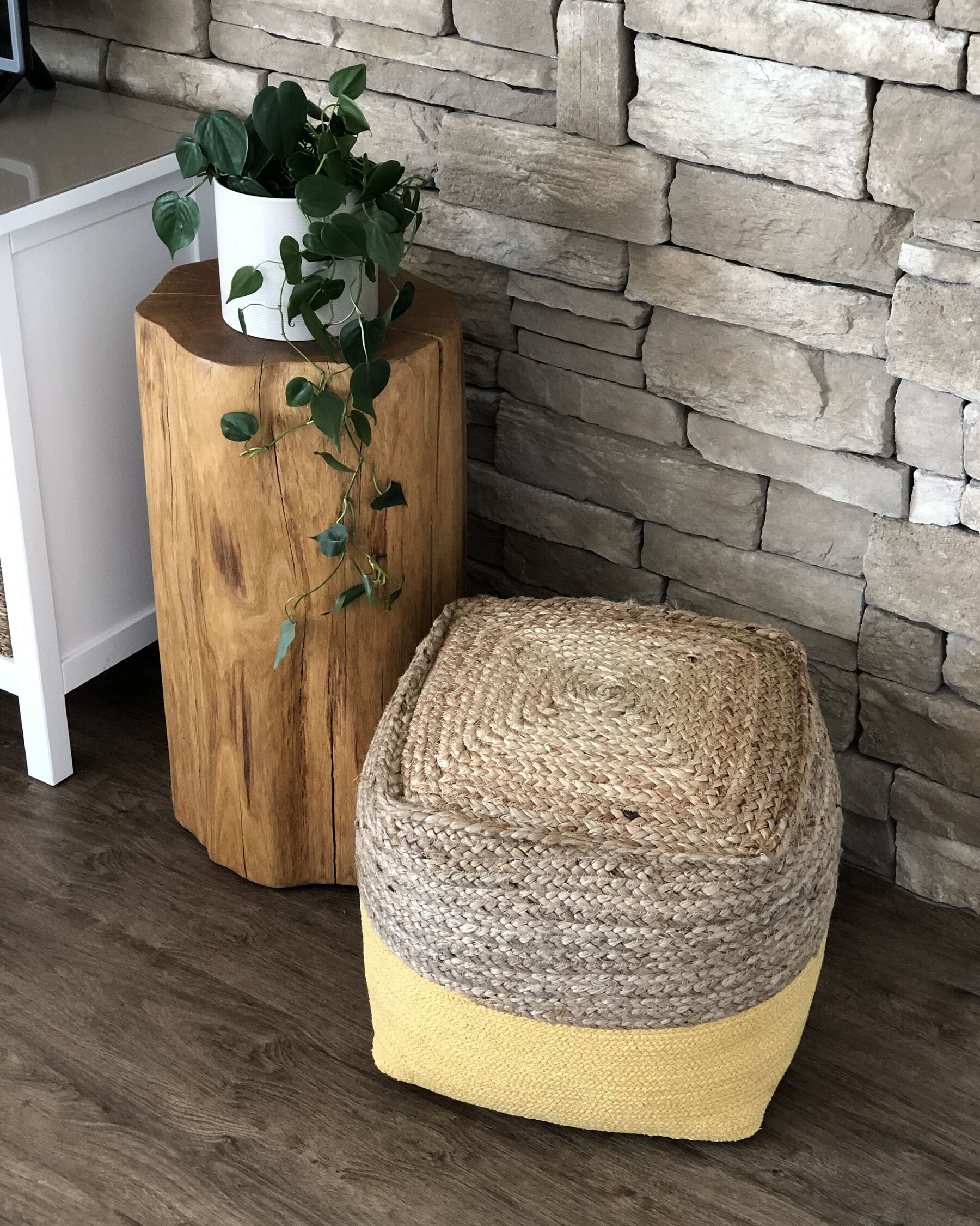 Jute Pouffe Yellow KIRAMA | Beliani.co.uk