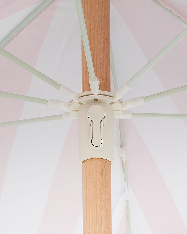 Sombrilla rosa/blanco/madera clara 150 cm MONDELLO | Beliani.es