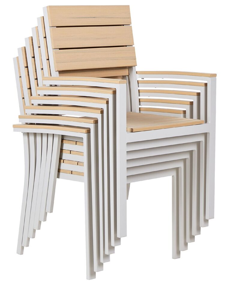 Puutarhatuoli muovipuu vaalea puu 6 kpl COMO | Beliani.fi