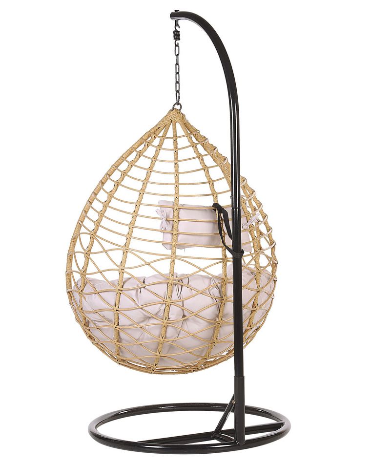 PE Rattan Hanging Chair with Stand Natural ARSITA | Beliani.co.uk