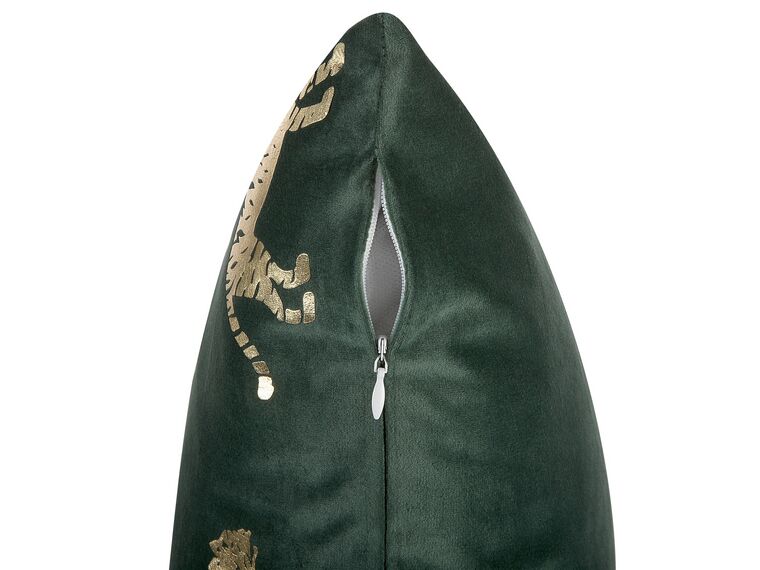 Set of 2 Velvet Cushions Tiger Motif 45 x 45 cm Green BLUEBELL ...