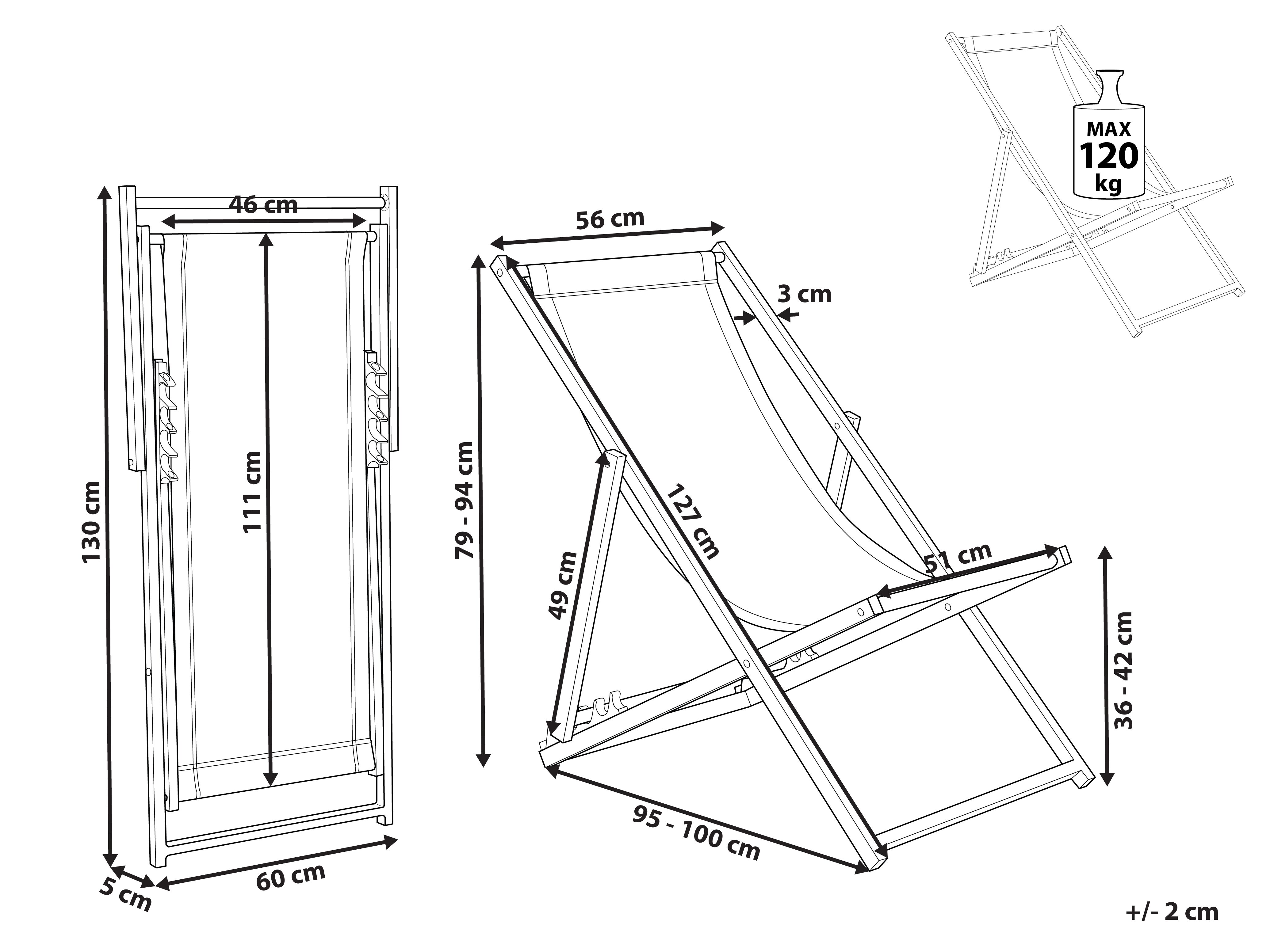 Folding Deck Chair Blue and Black LOCRI II | Beliani.co.uk