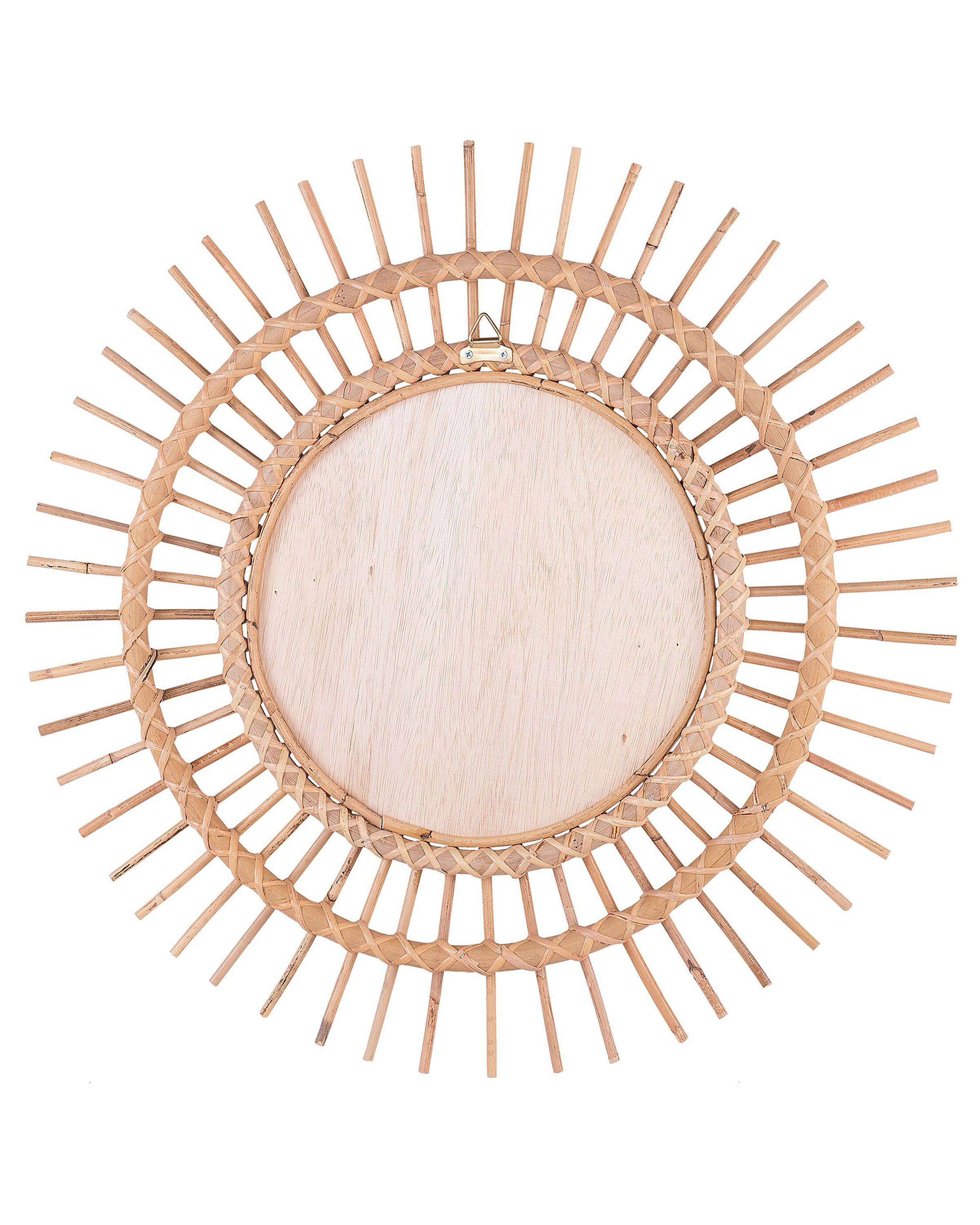 Rattan Sunburst Wall Mirror ø 76 cm Natural STENEN | Beliani.co.uk