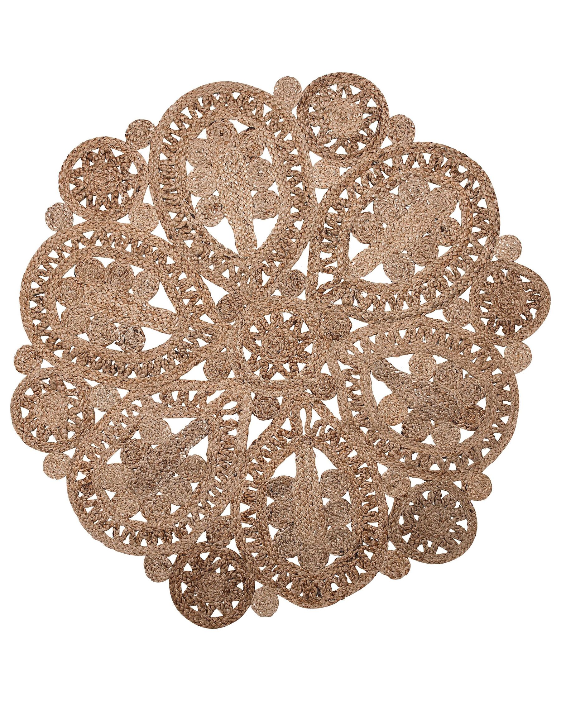 Round Jute Area Rug ø 120 cm Beige BUCAK | Beliani.co.uk